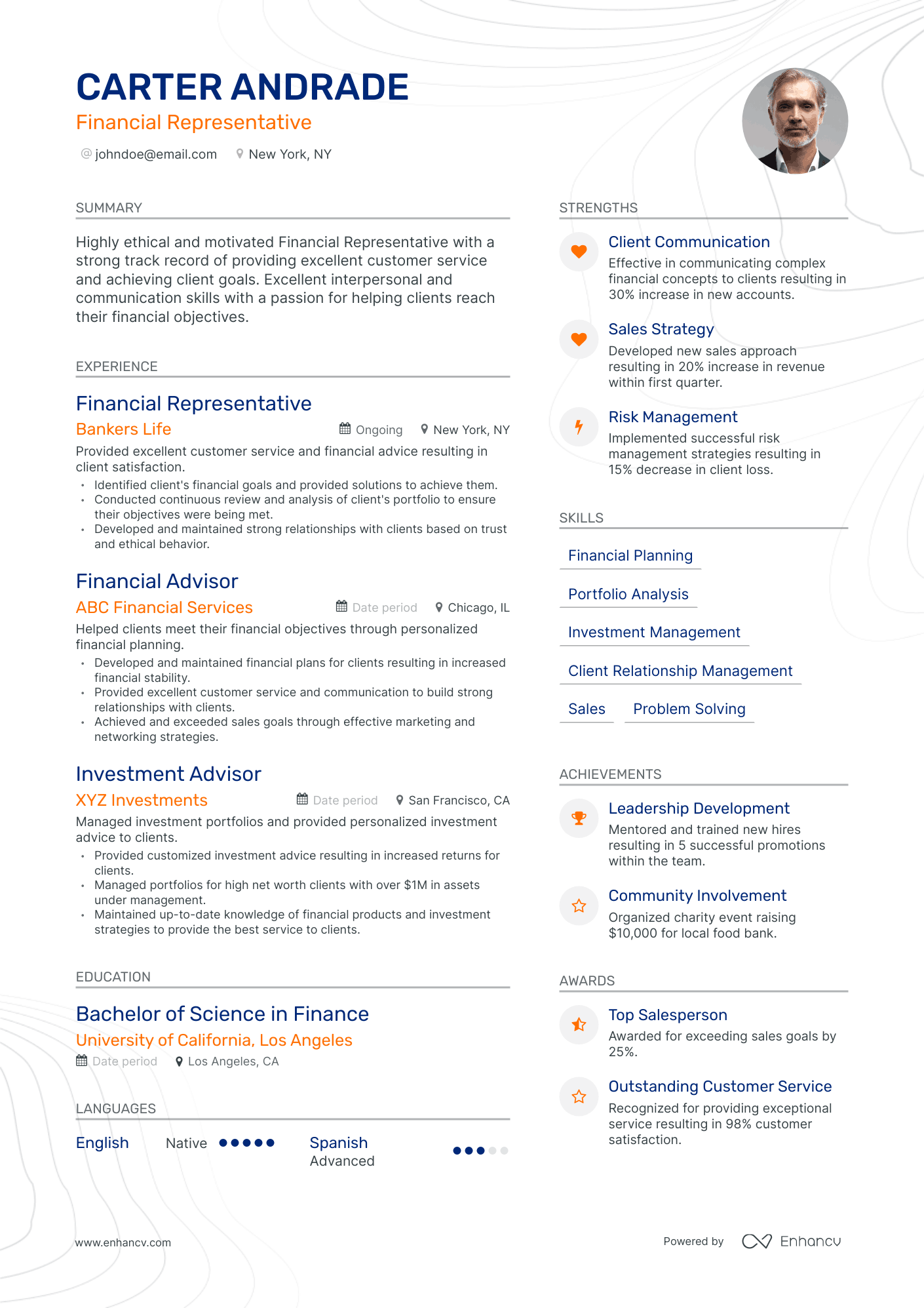 5 Financial Representative Resume Examples & Guide for 2024