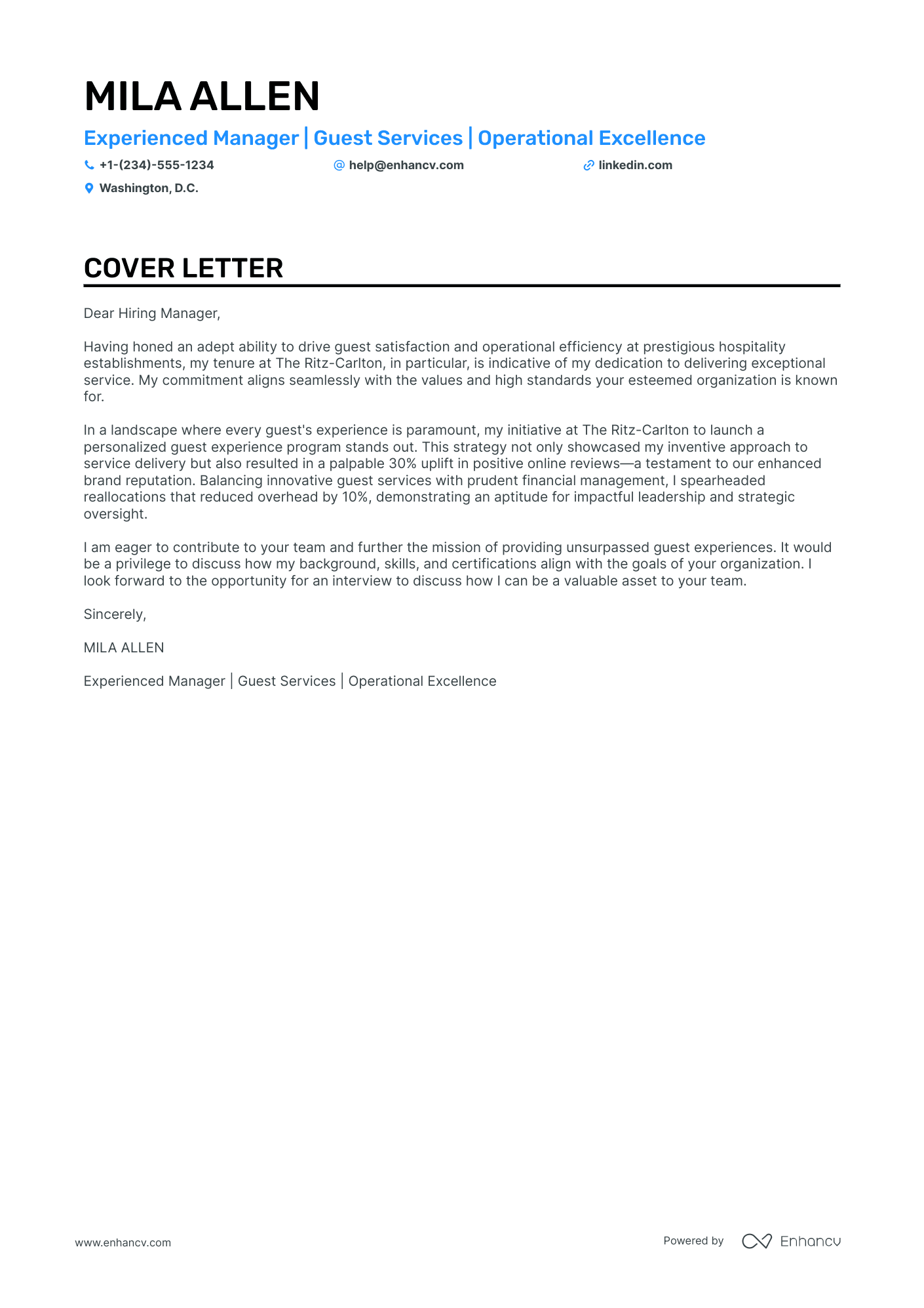 10 Professional Hotel General Manager Cover Letter Examples and ...