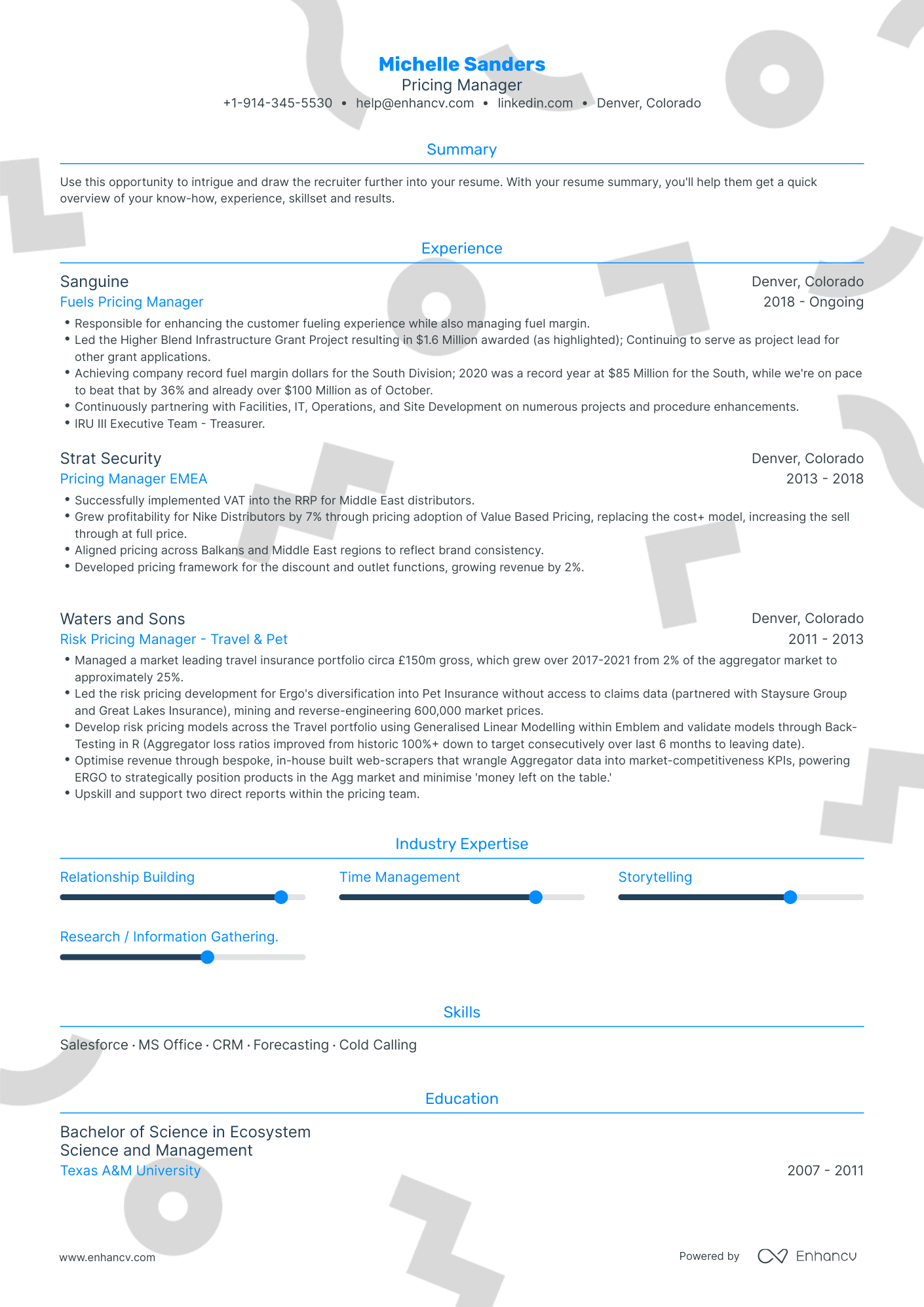 Pricing Manager Resume Examples & Guide for 2023 (Layout, Skills ...