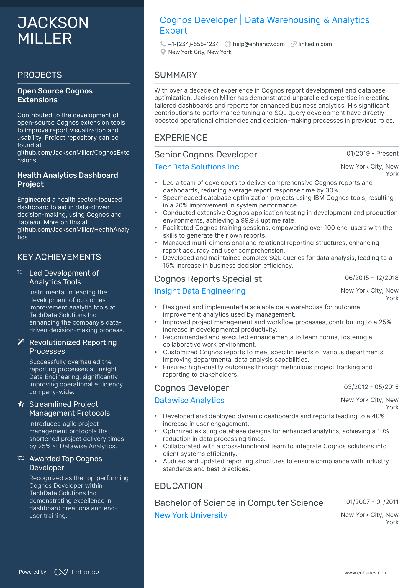 10 Cognos Developer Resume Examples & Guide for 2026