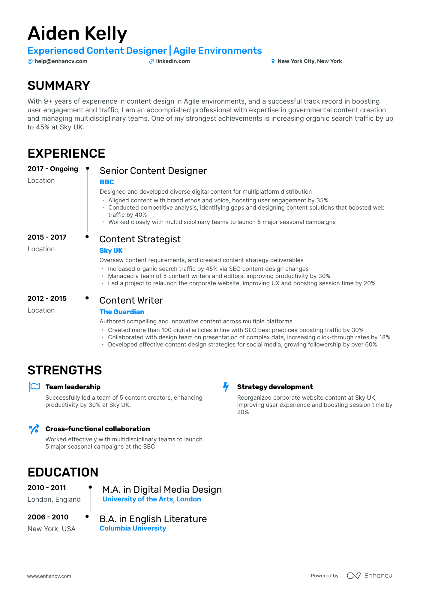 5 Content Designer Resume Examples & Guide for 2024