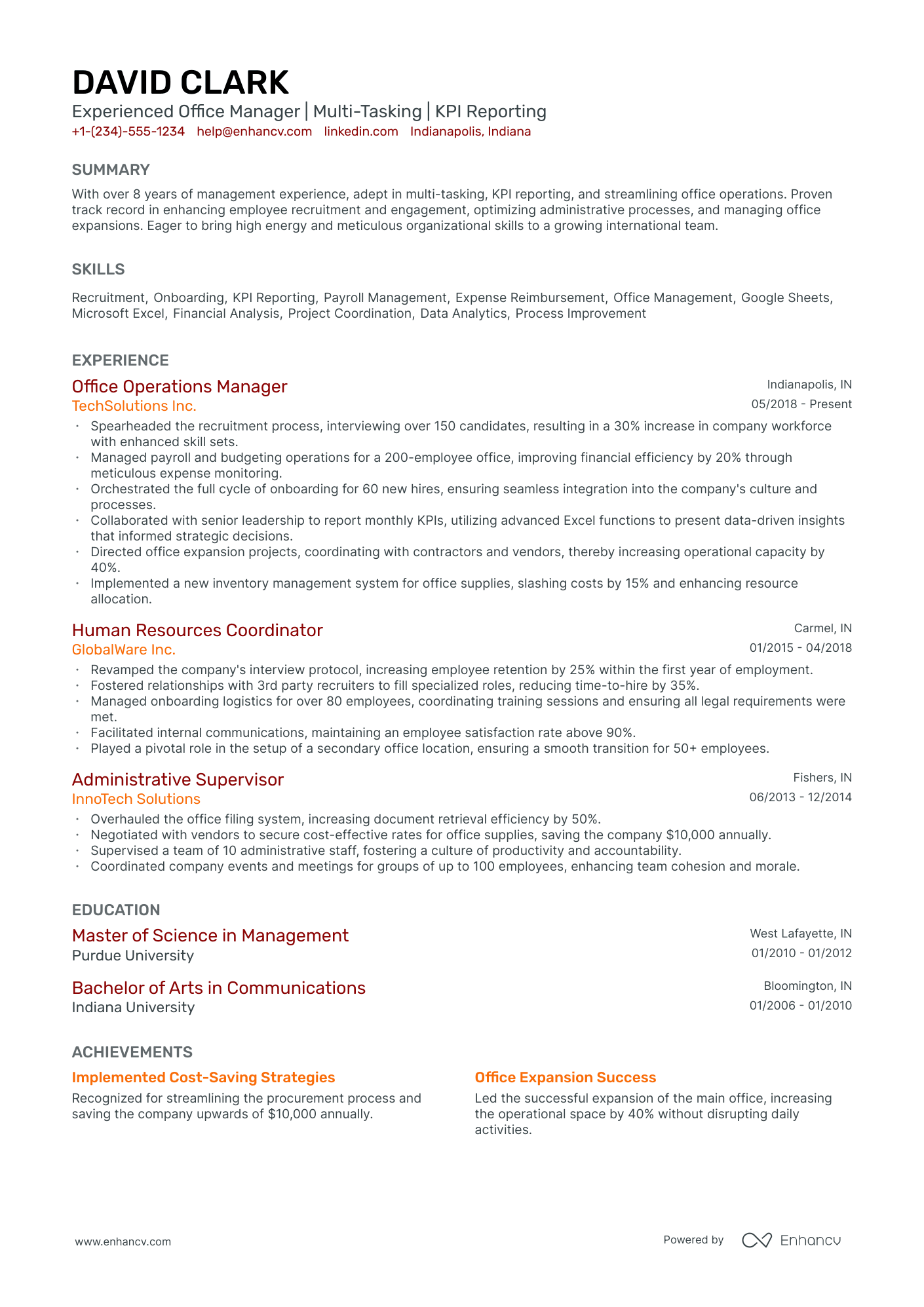 5 Business Operations Manager Resume Examples & Guide for 2024