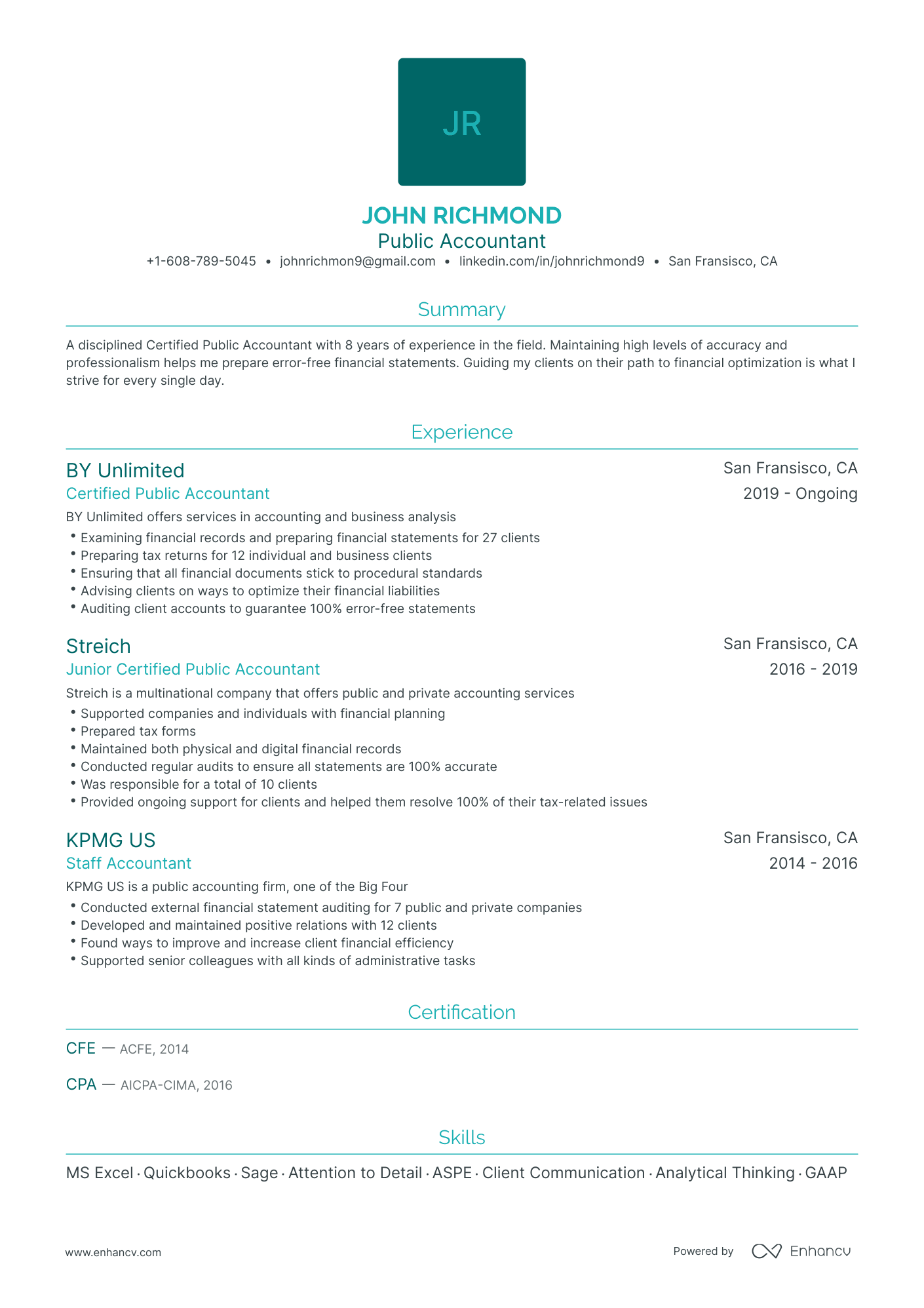 5 Public Accounting Resume Examples & Guide for 2024