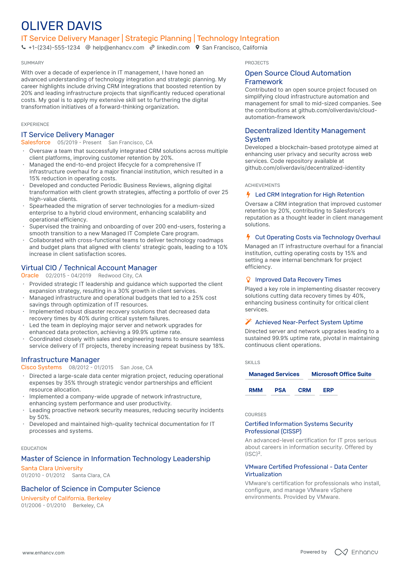 5 IT Service Delivery Manager Resume Examples & Guide for 2024