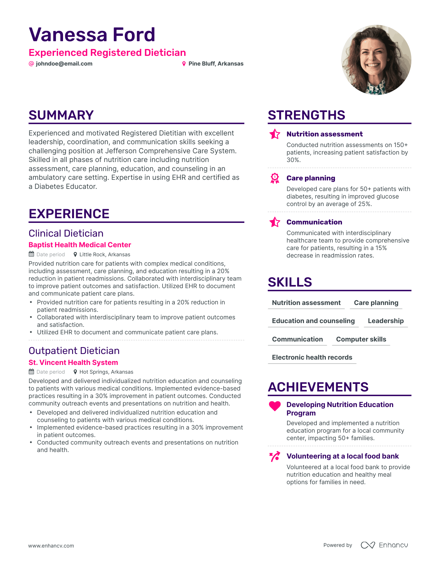 5 Dietician Resume Examples & Guide for 2024