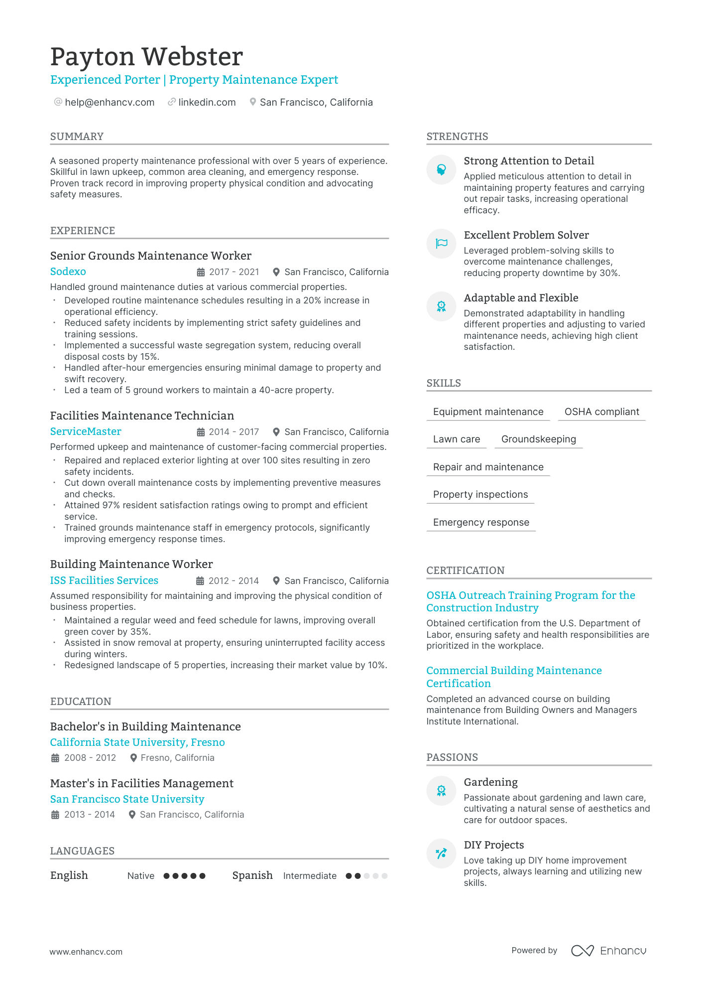 5 Porter Resume Examples & Guide for 2024