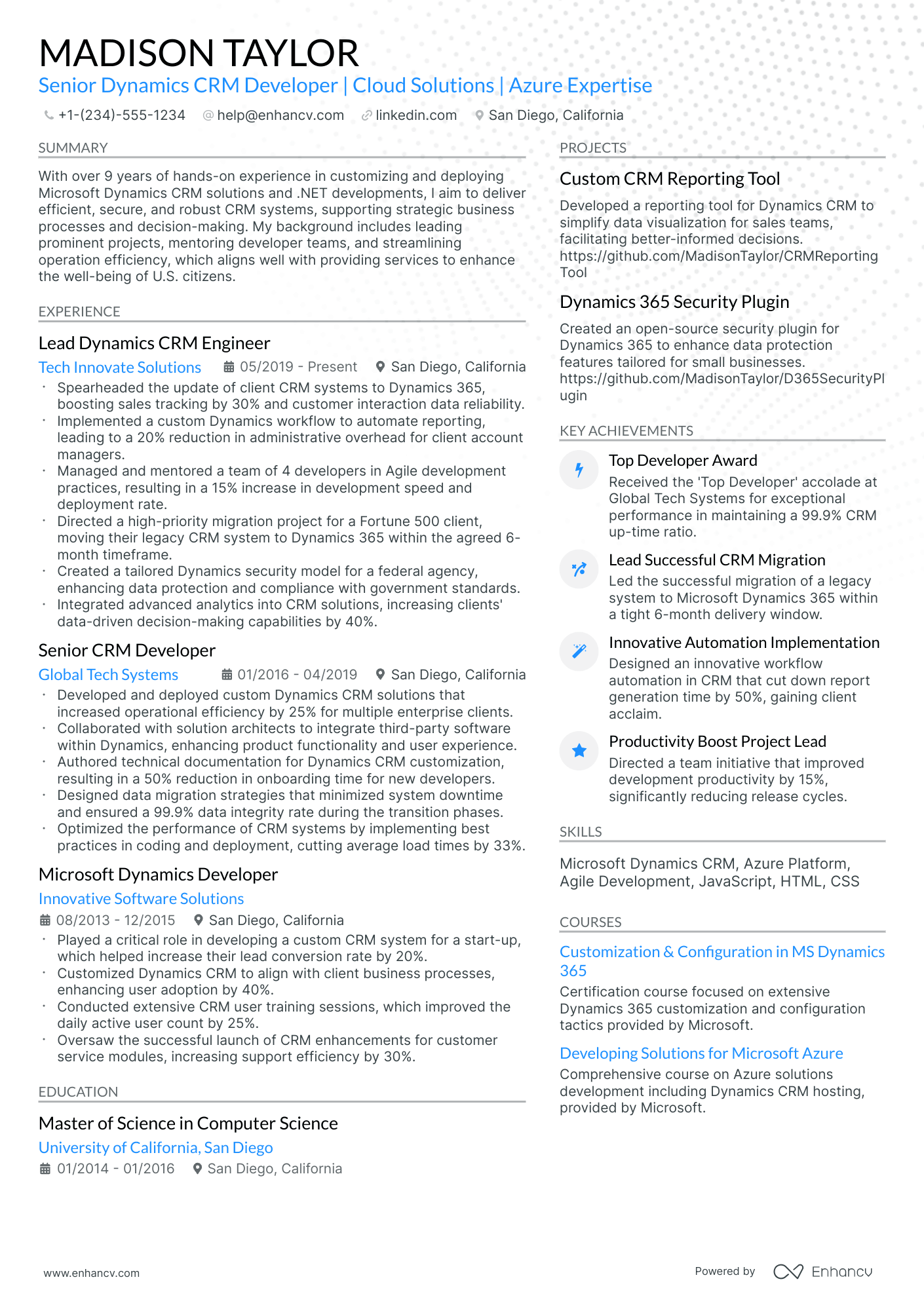 10 CRM Developer Resume Examples & Guide for 2025