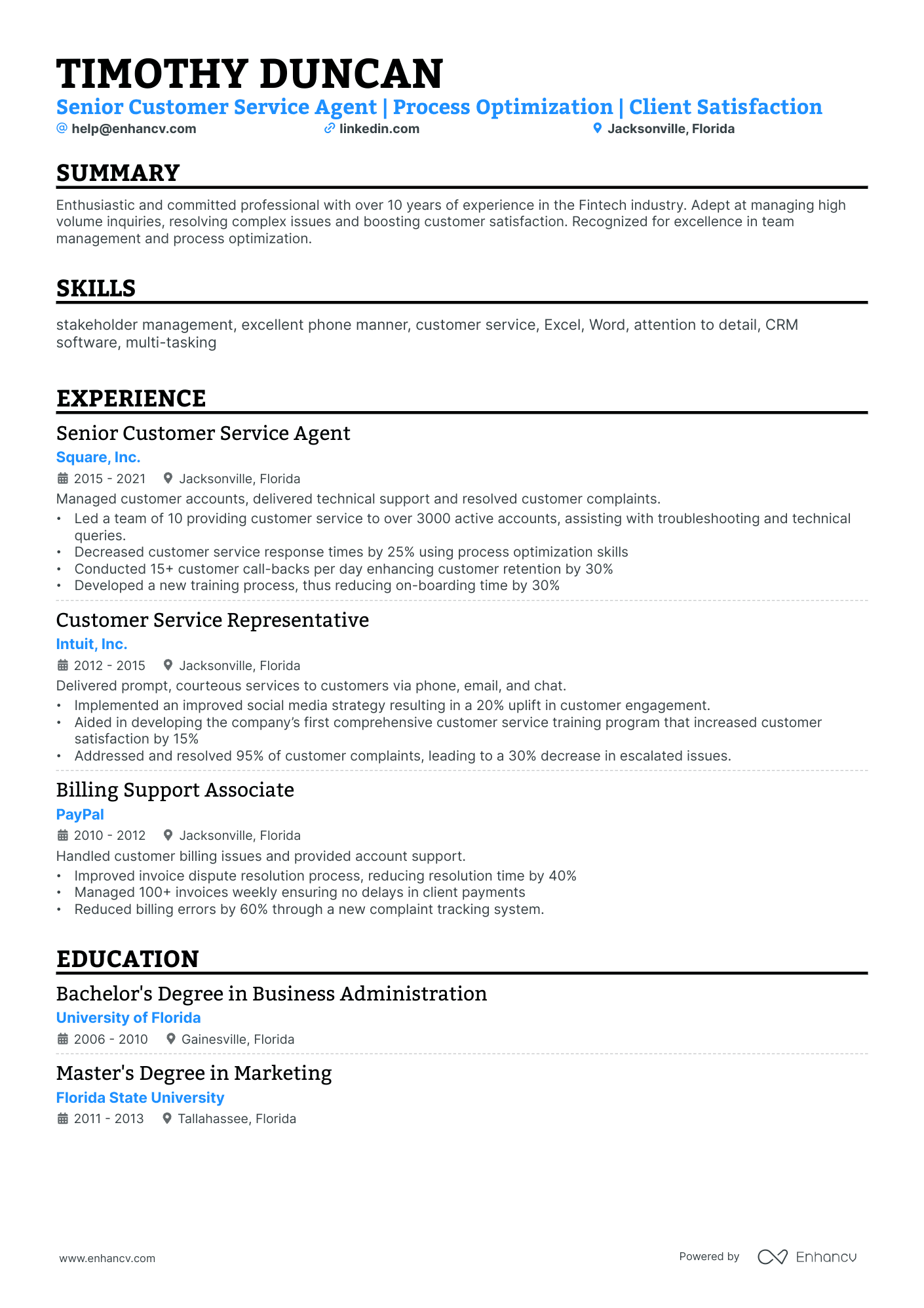 10 Customer Service Agent Resume Examples & Guide for 2025