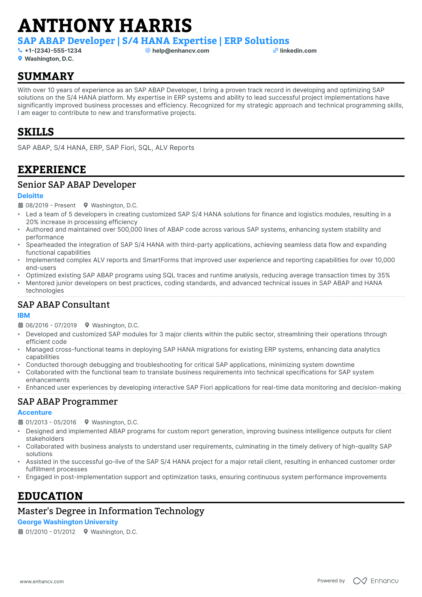 10 SAP ABAP Developer Resume Examples & Guide for 2025