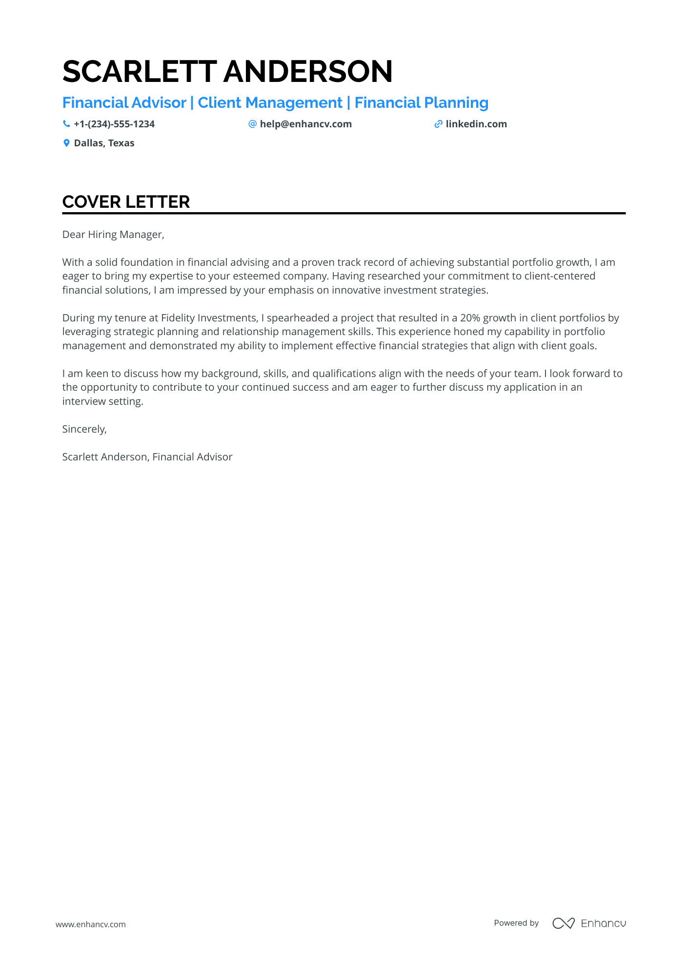 5 Professional Financial Advisor Cover Letter Examples and Template for ...