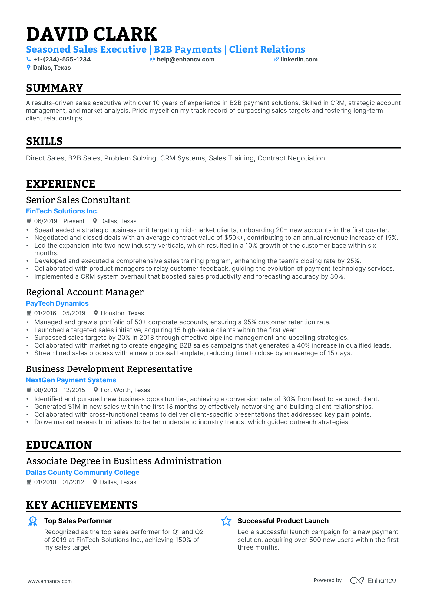 10 B2B Sales Resume Examples & Guide for 2026