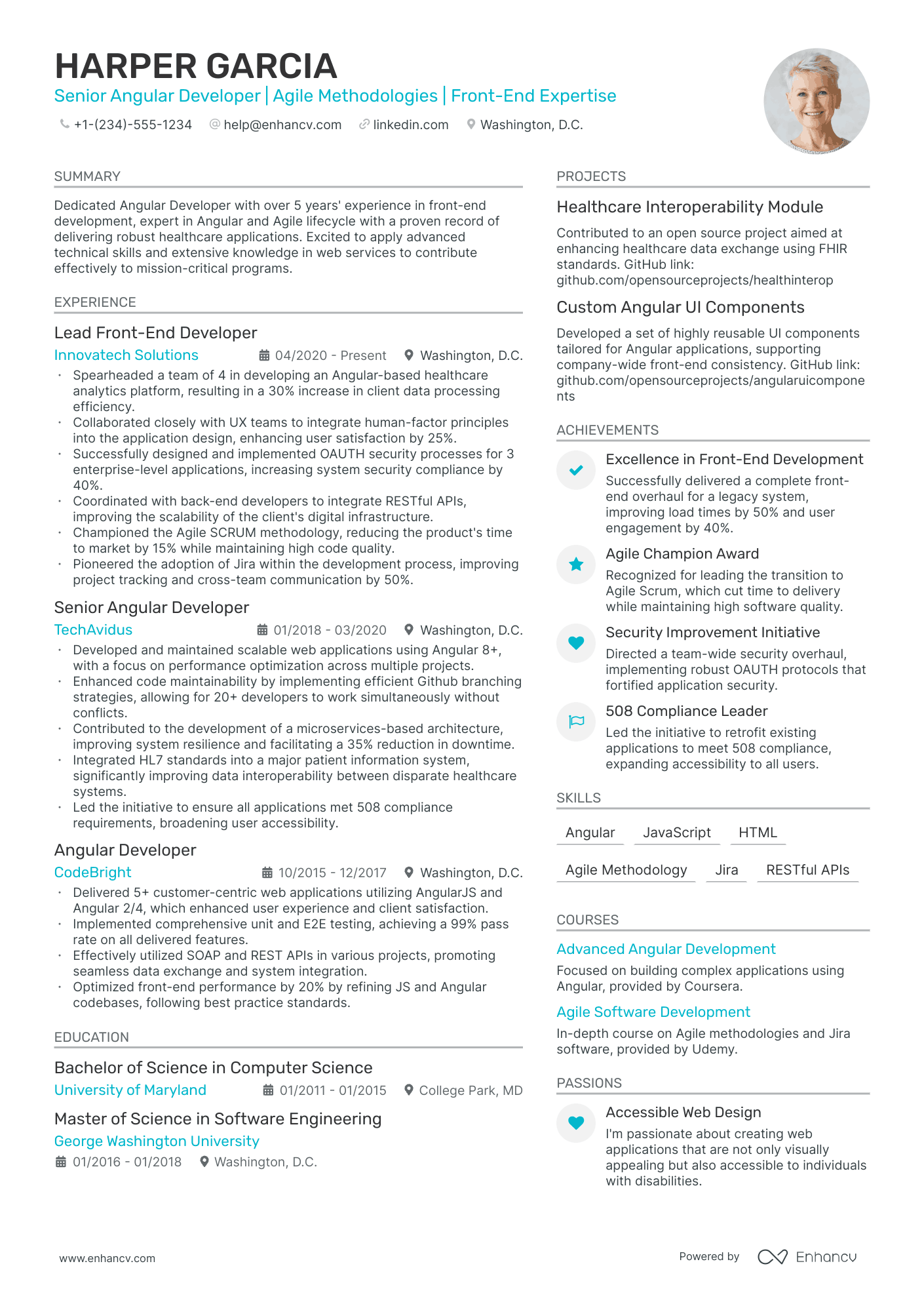 5 Angular Developer Resume Examples & Guide for 2024