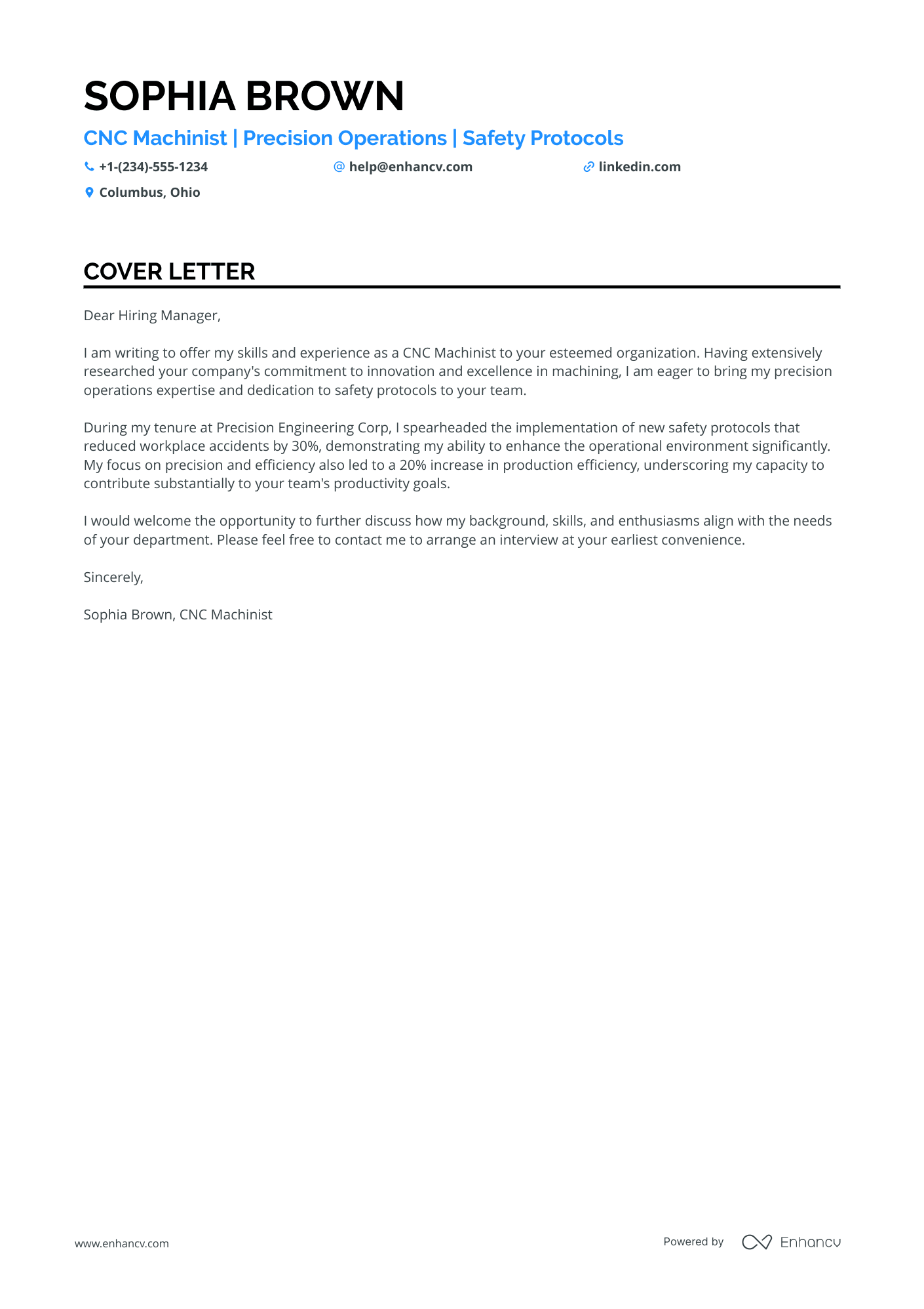 5 Professional Machinist Cover Letter Examples and Template for 2026 ...