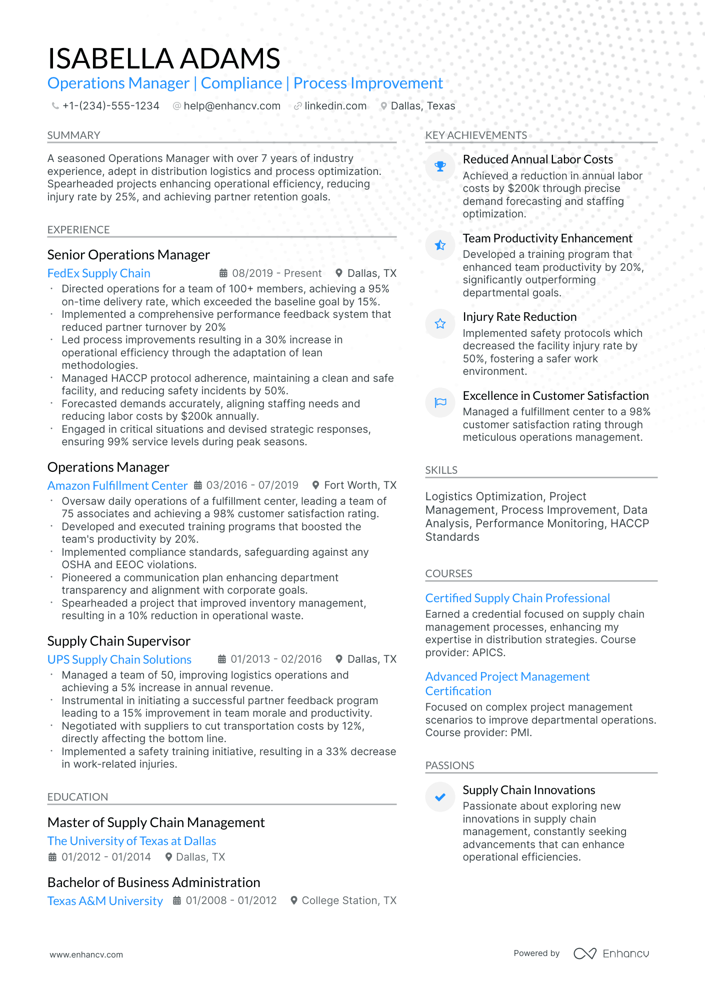 10 Transportation Operations Manager Resume Examples & Guide for 2025