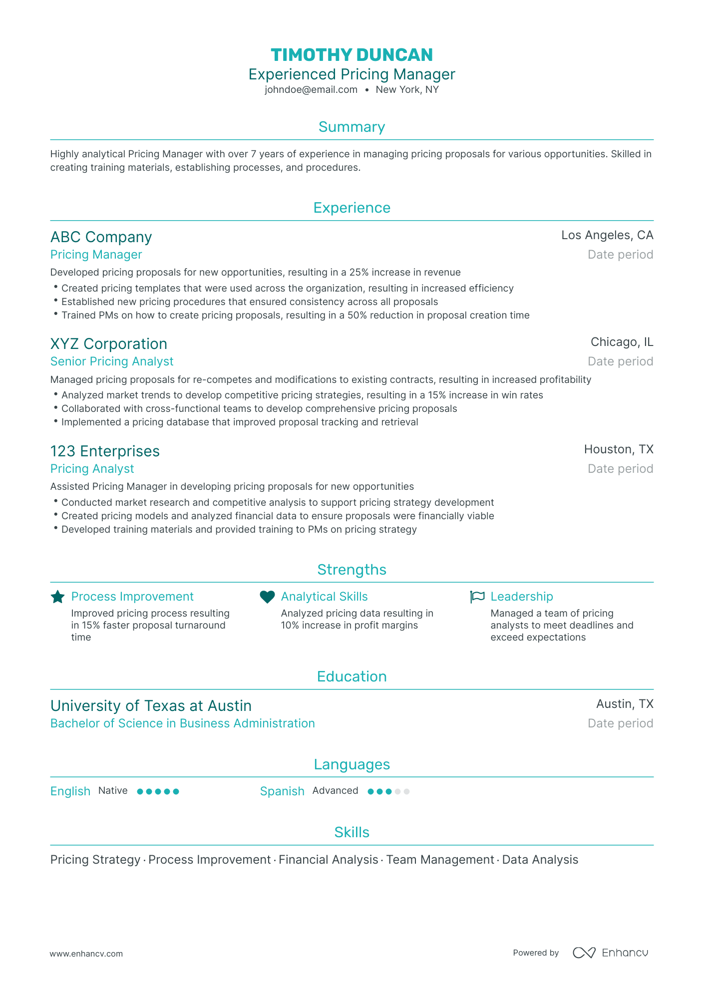 5 Pricing Manager Resume Examples & Guide for 2023