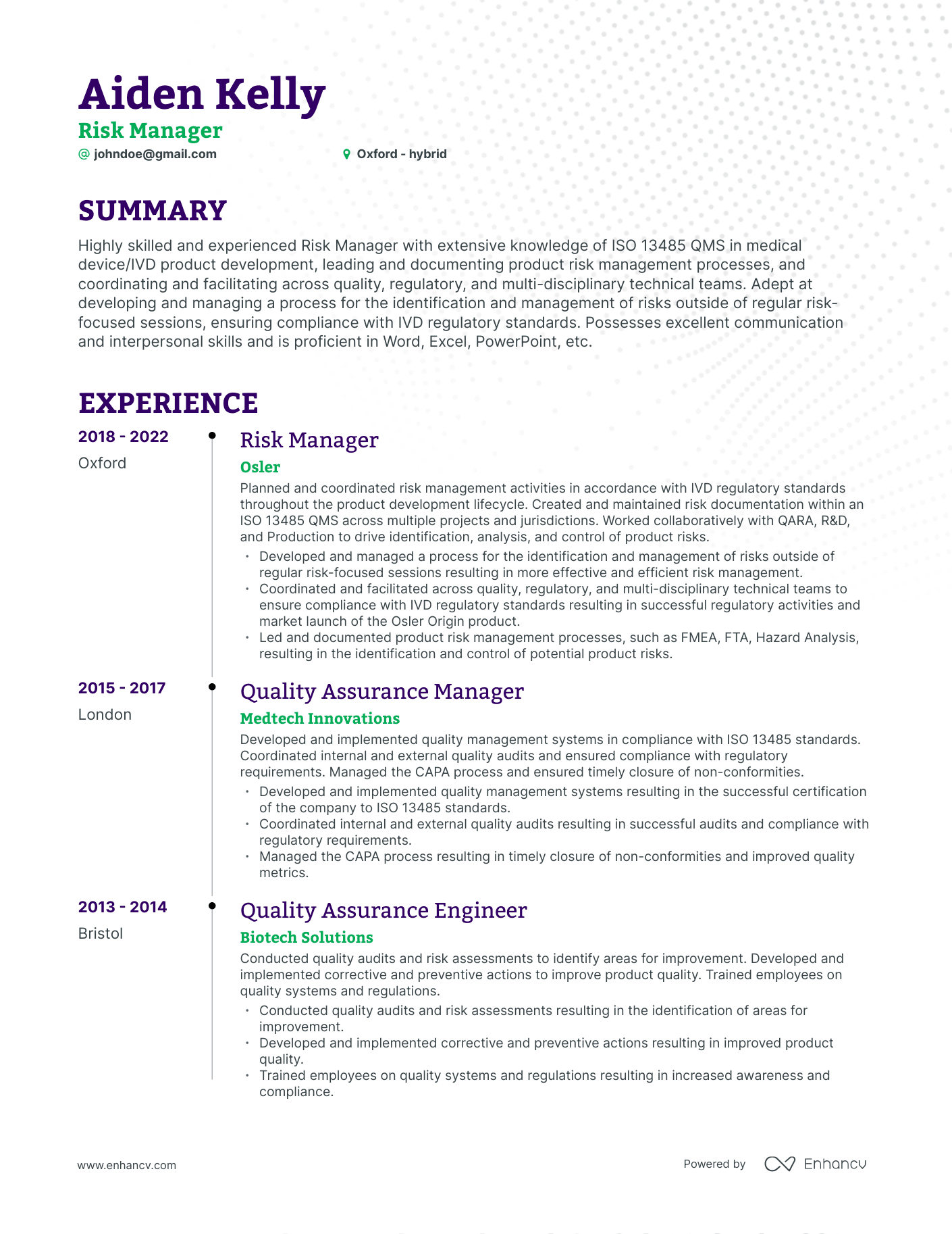 5 Risk Manager Resume Examples & Guide for 2024