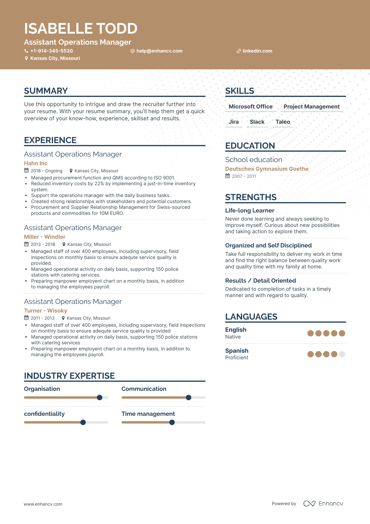 Assistant Operations Manager Resume Examples & Guide for 2023 (Layout ...