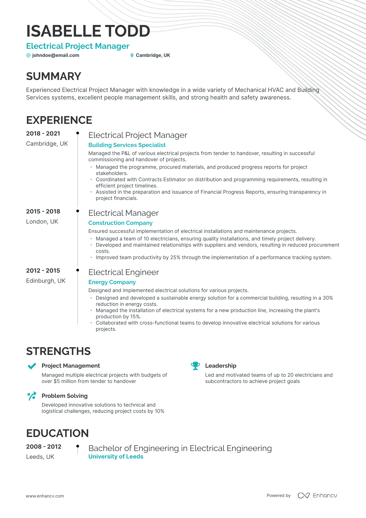 5 Electrical Manager Resume Examples & Guide for 2024