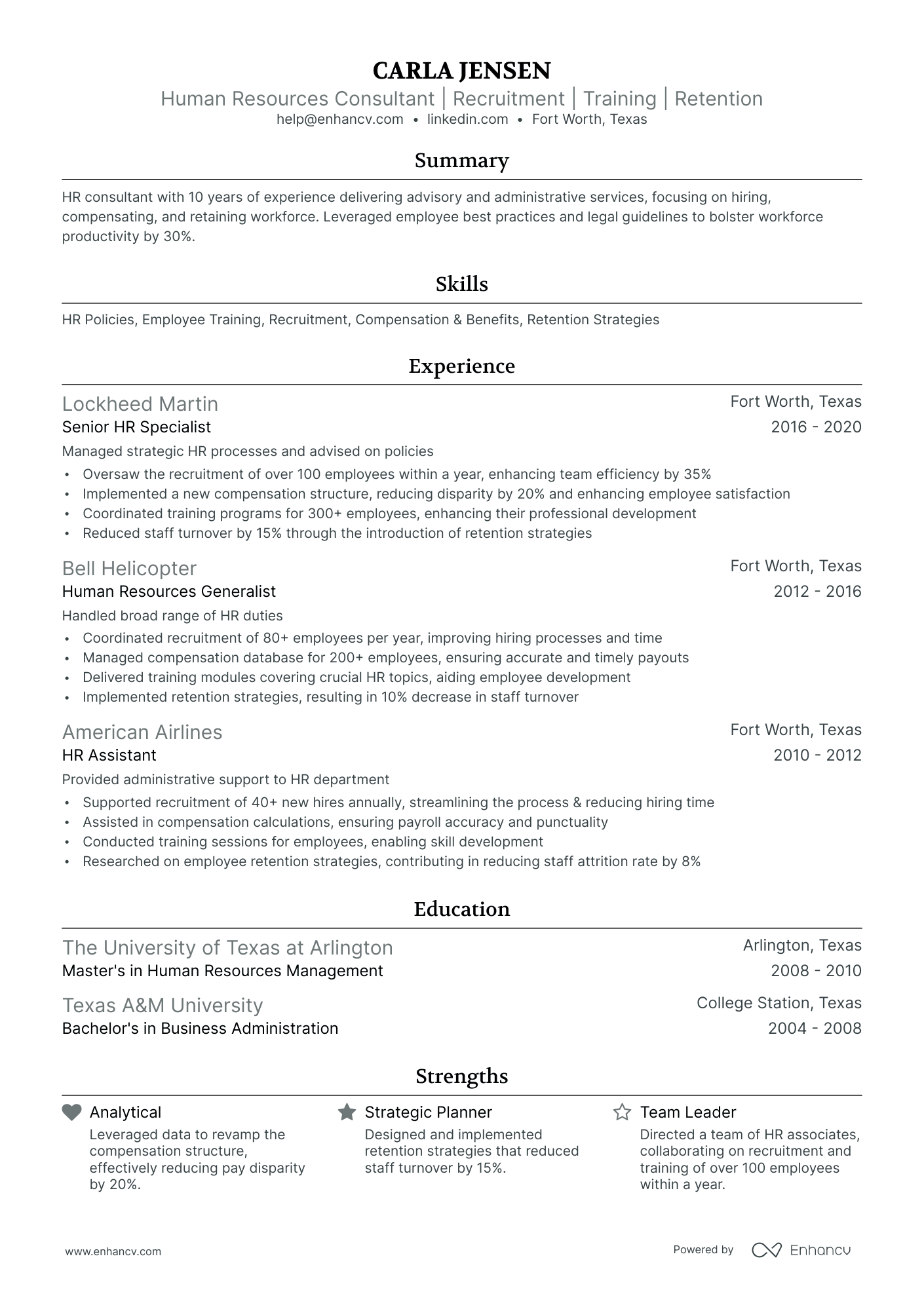 10 Human Resources Consultant Resume Examples & Guide for 2026