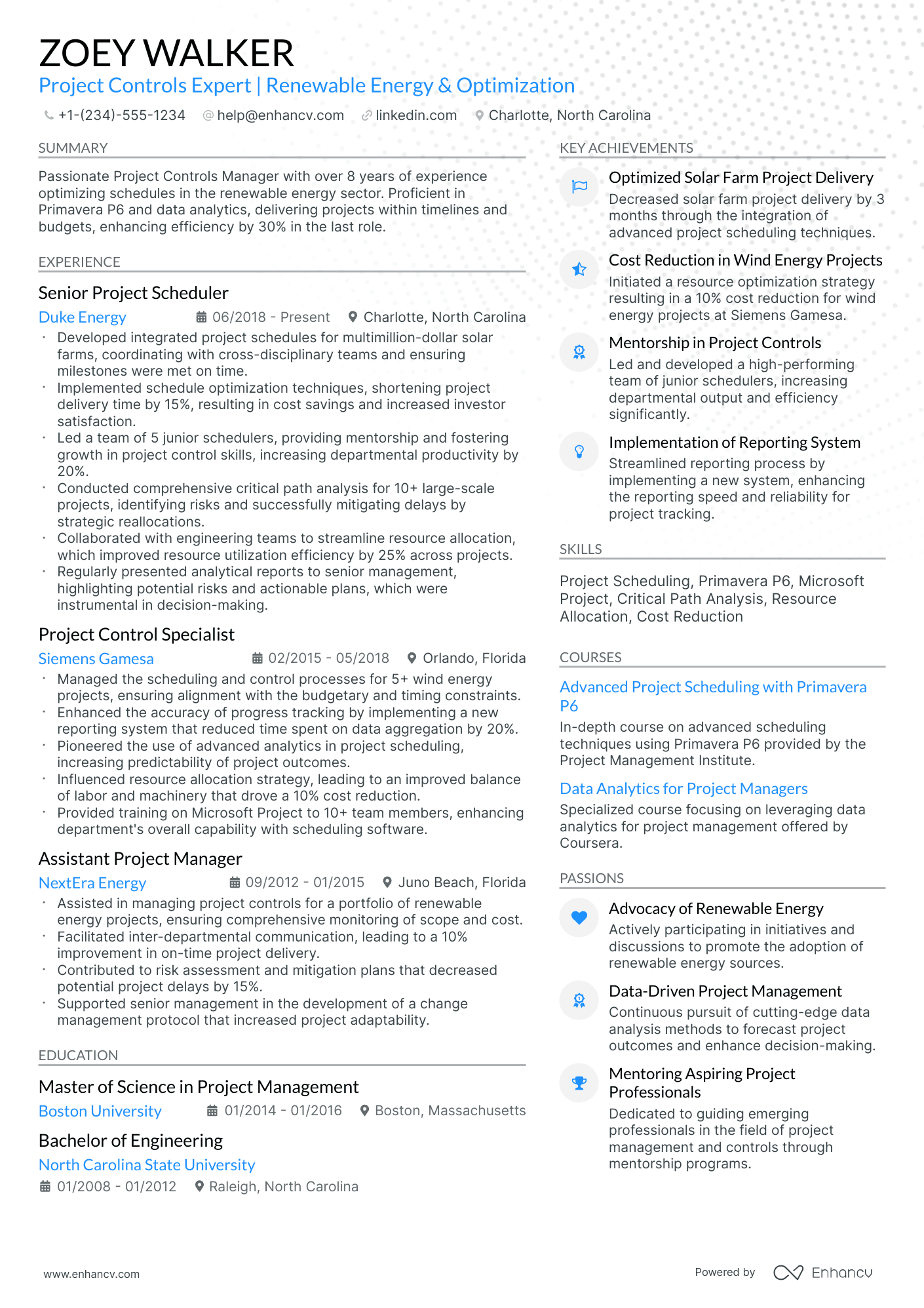 10 Project Controls Manager Resume Examples & Guide for 2025