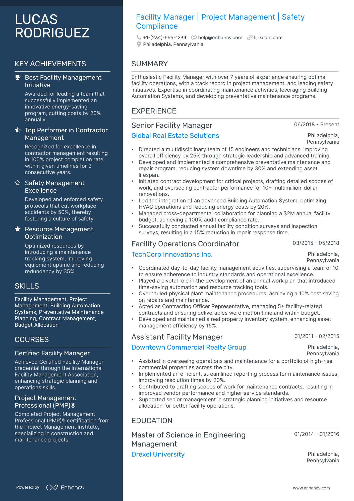 10 Facility Manager Resume Examples & Guide for 2026