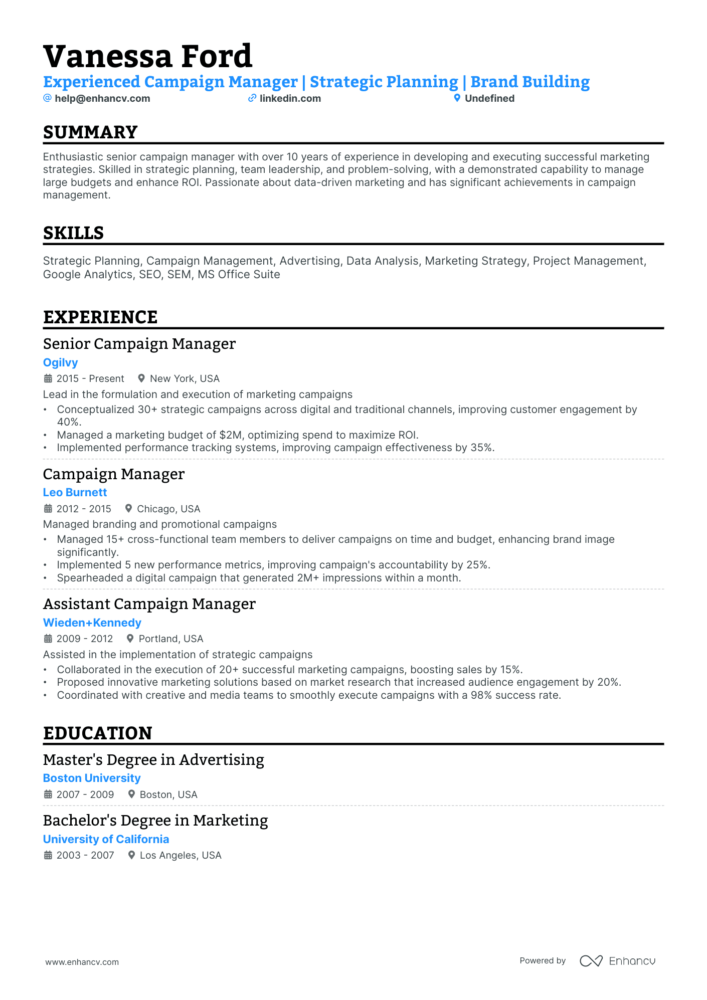 10 Campaign Manager Resume Examples & Guide for 2026