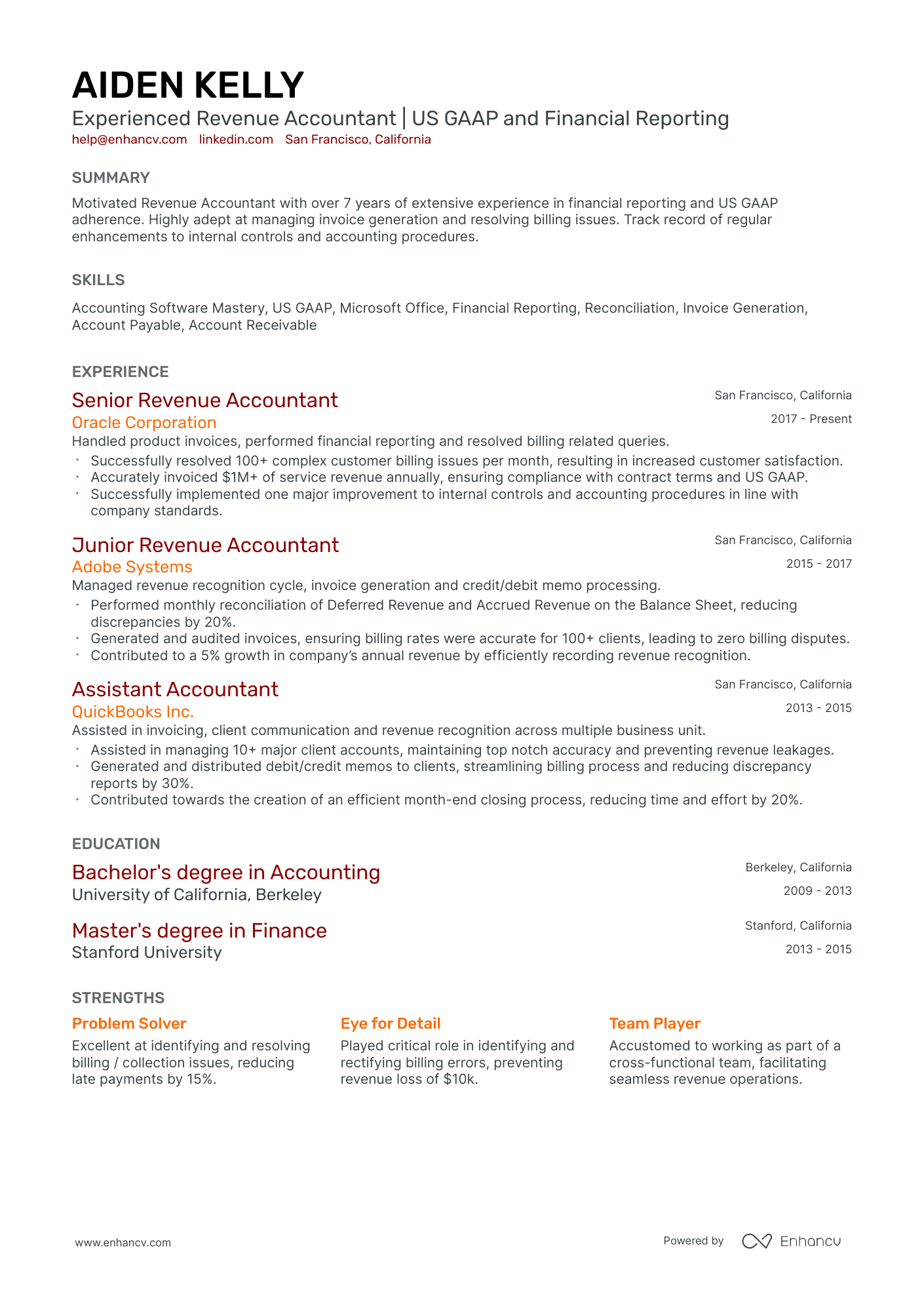 10 Revenue Accountant Resume Examples & Guide for 2026