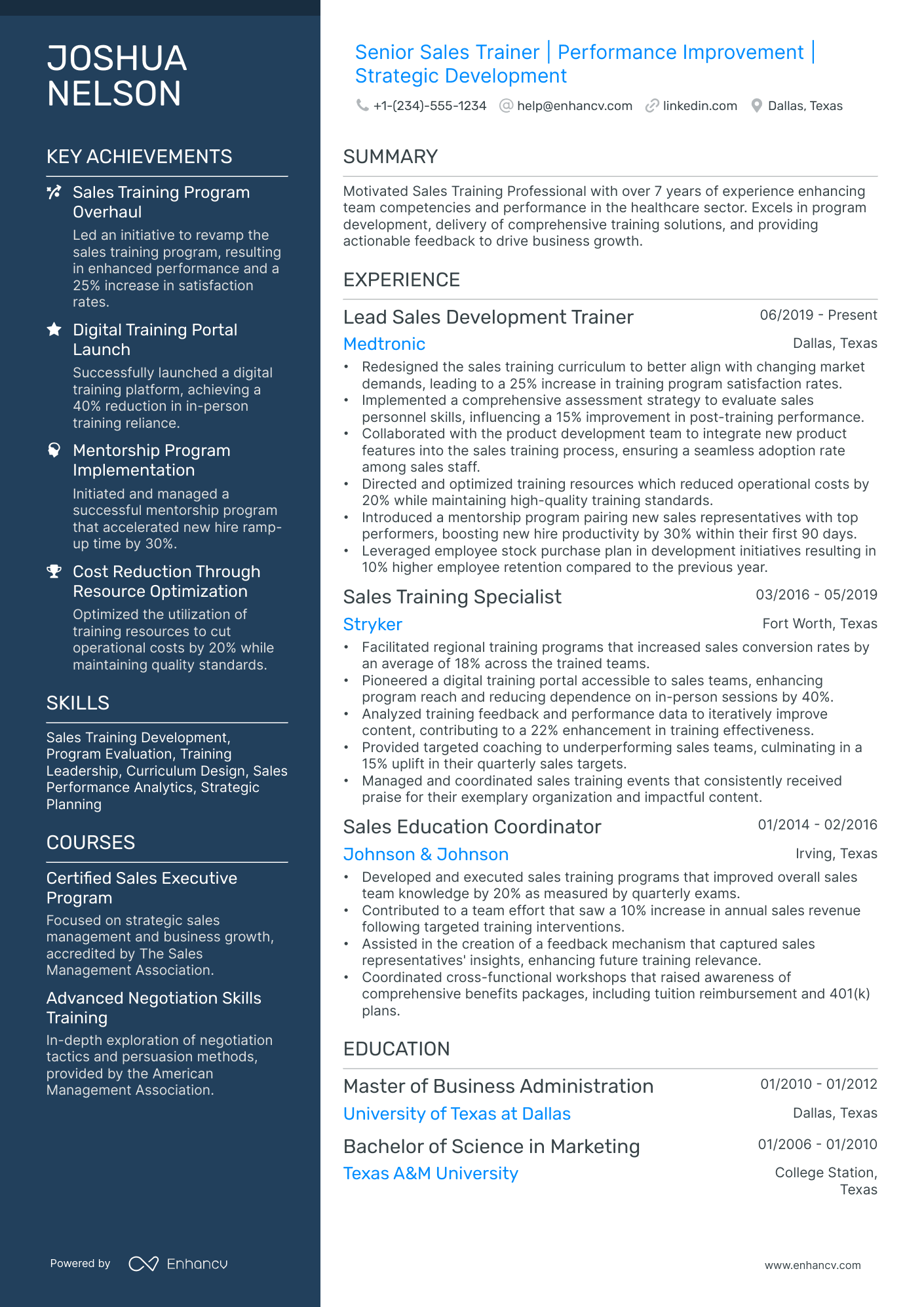 10 Sales Trainer Resume Examples & Guide for 2026