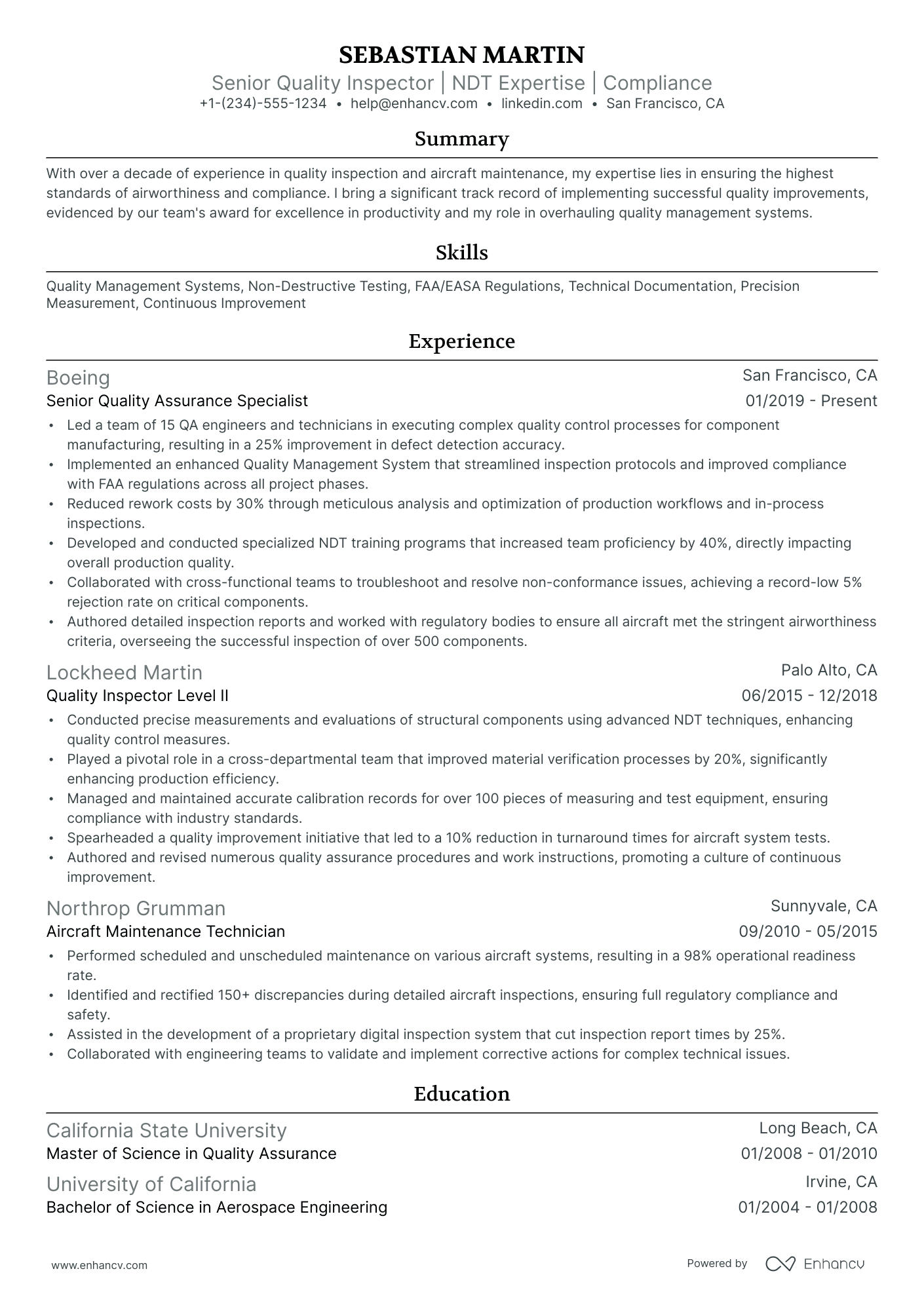 10 Quality Inspector Resume Examples, Templates & Guide for 2026