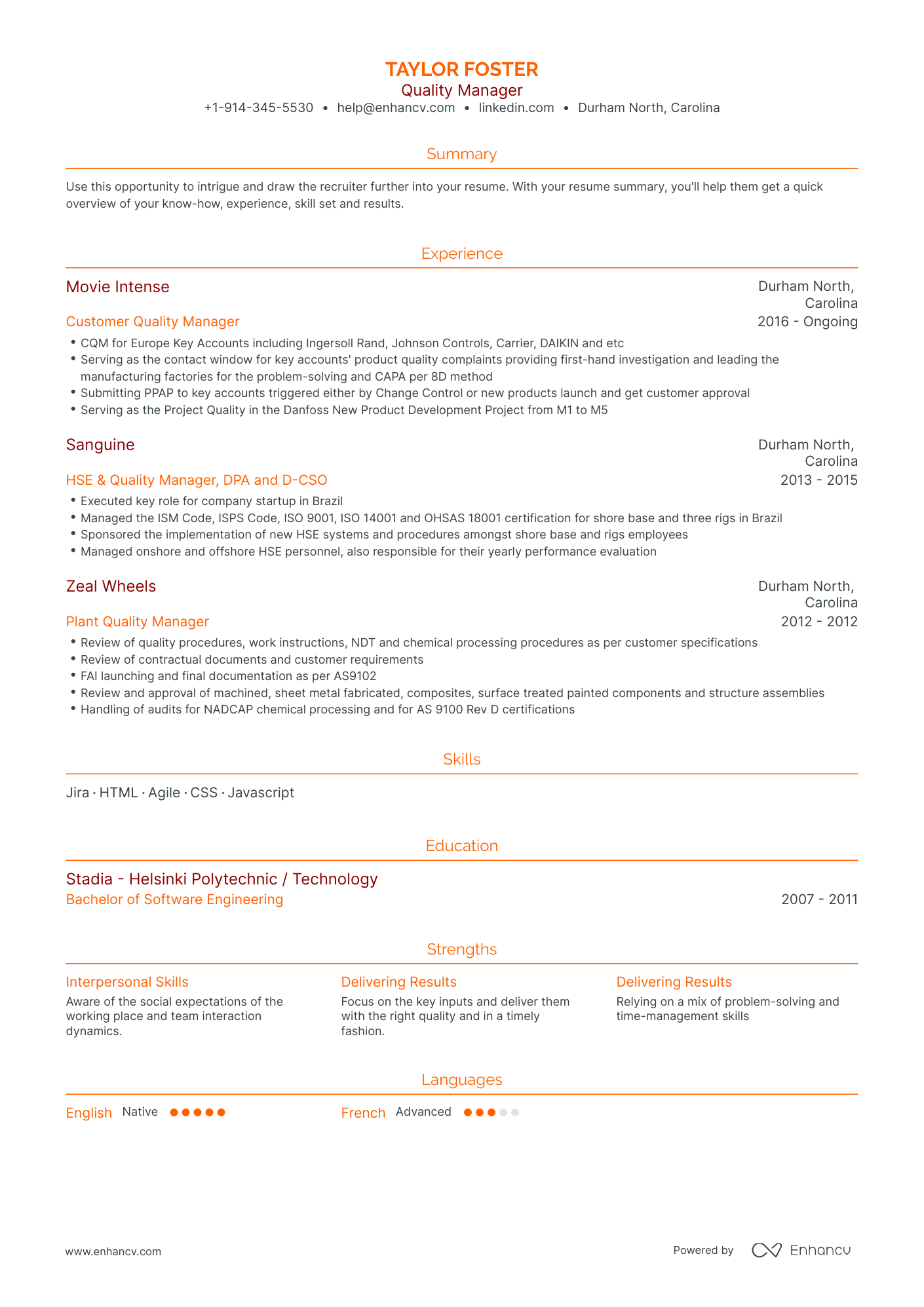 Quality Manager Resume Examples & Guide for 2023 (Layout, Skills, Keywords & Job Description)