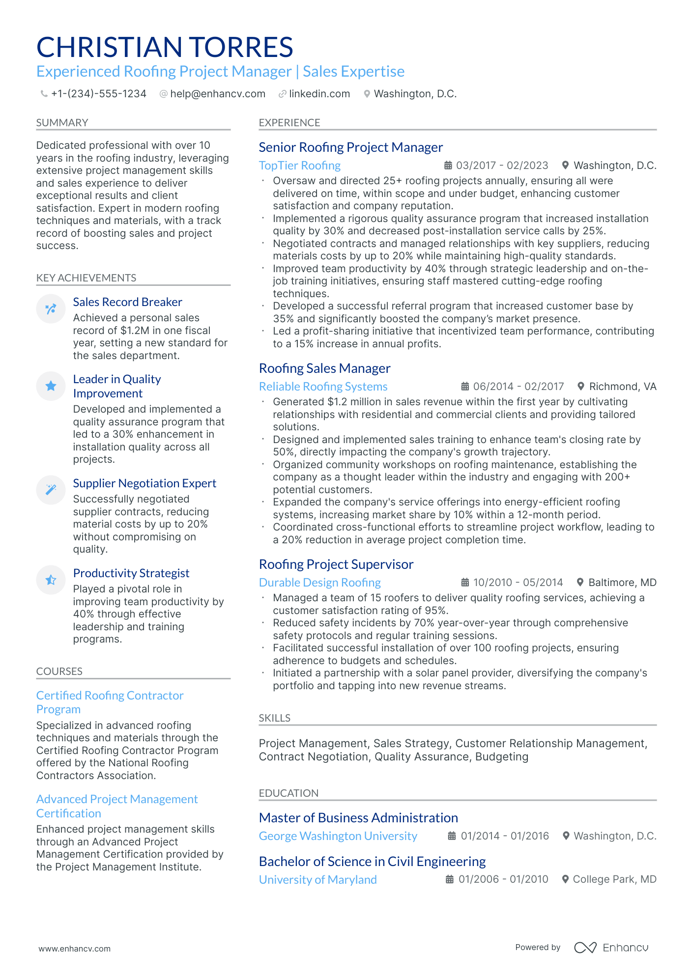 10 Roofing Project Manager Resume Examples & Guide for 2025