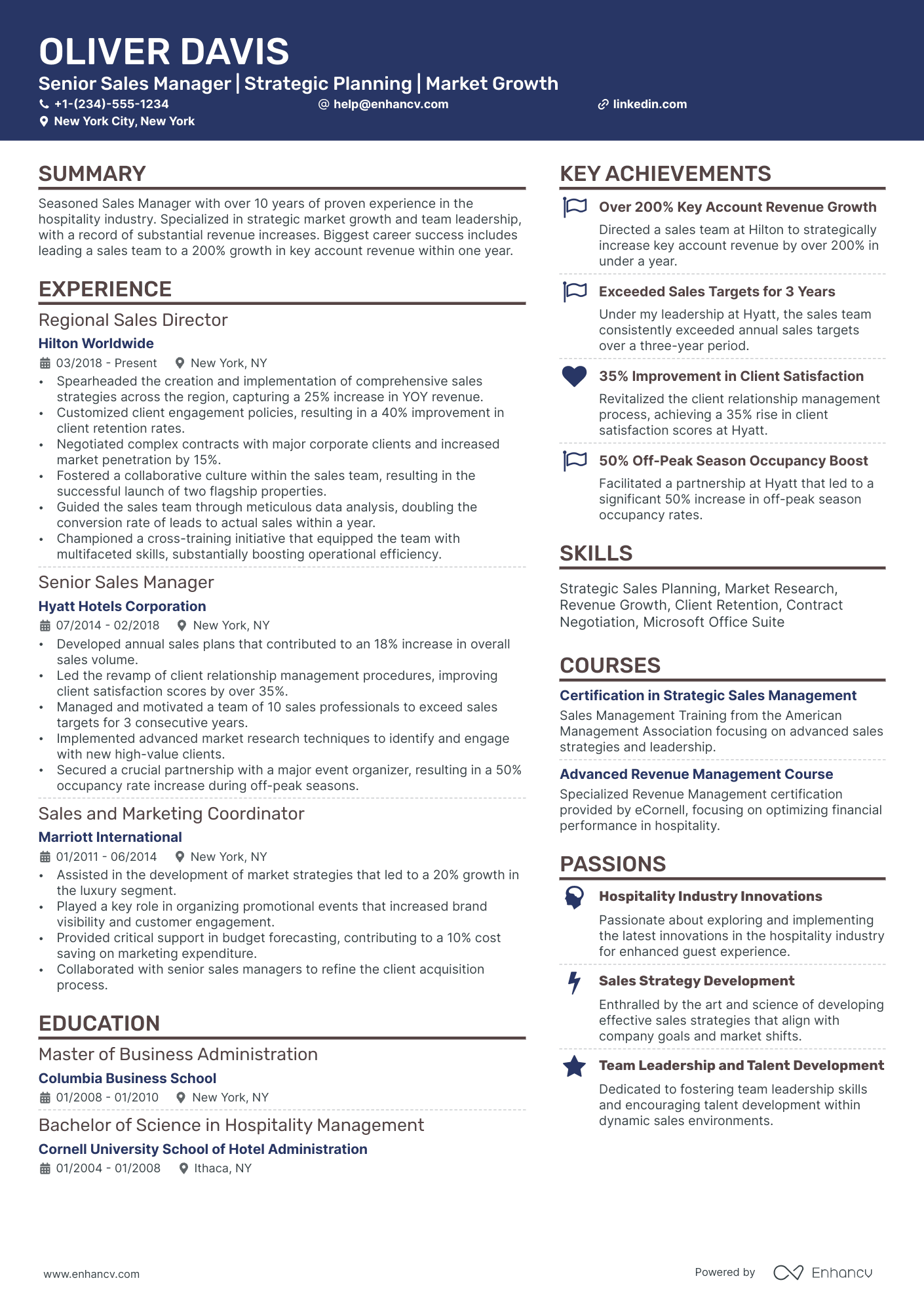 10 Hotel Sales Manager Resume Examples & Guide for 2026