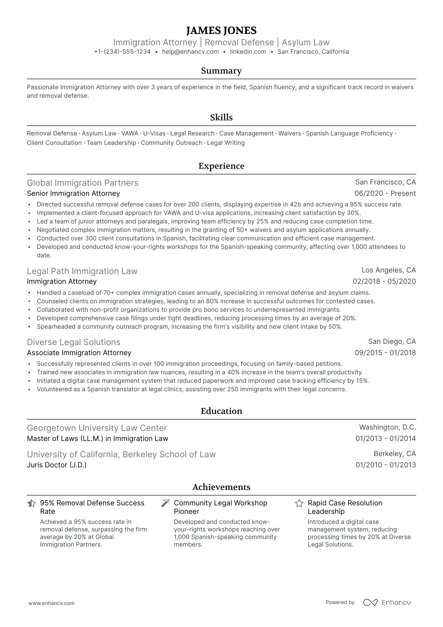 5 Immigration Lawyer Resume Examples & Guide for 2024
