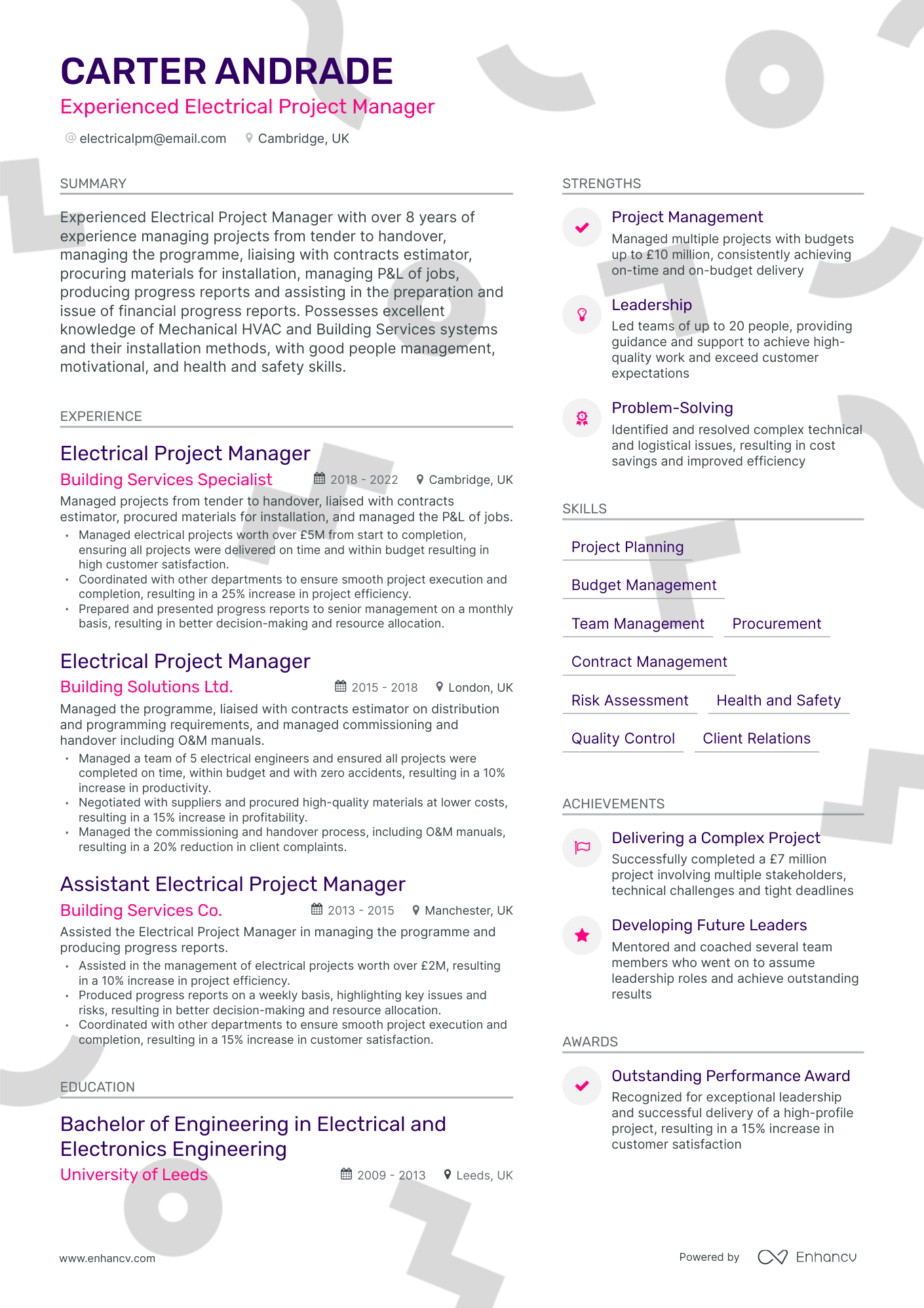 5 Electrical Project Manager Resume Examples & Guide for 2023