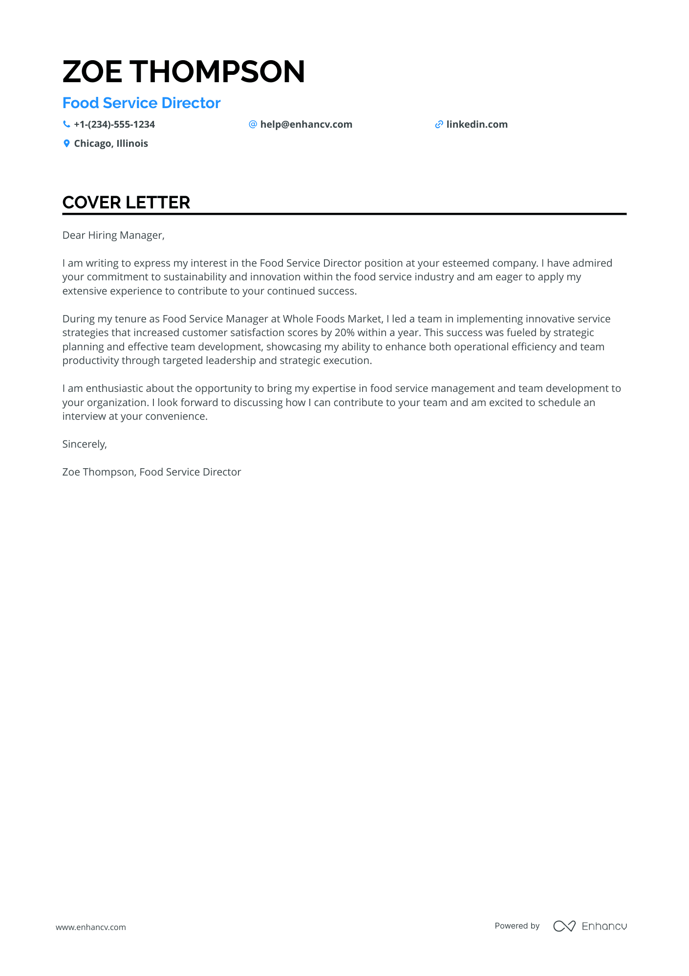 6 Professional Food Service Cover Letter Examples and Template for 2026 ...