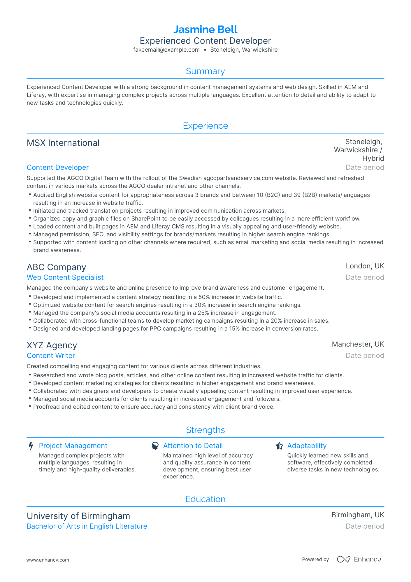 5 Content Developer Resume Examples & Guide for 2023