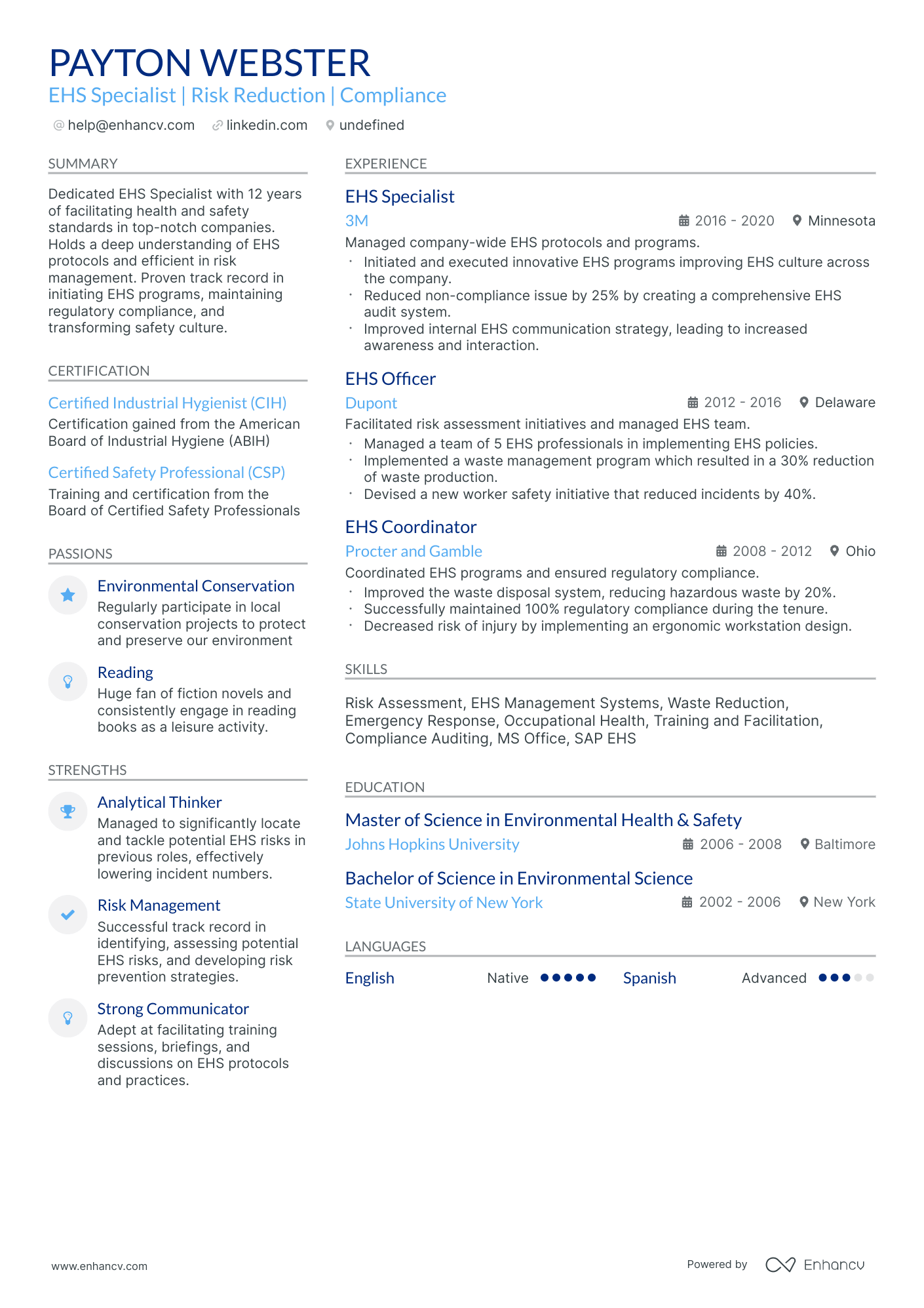 10 EHS Specialist Resume Examples & Guide for 2025