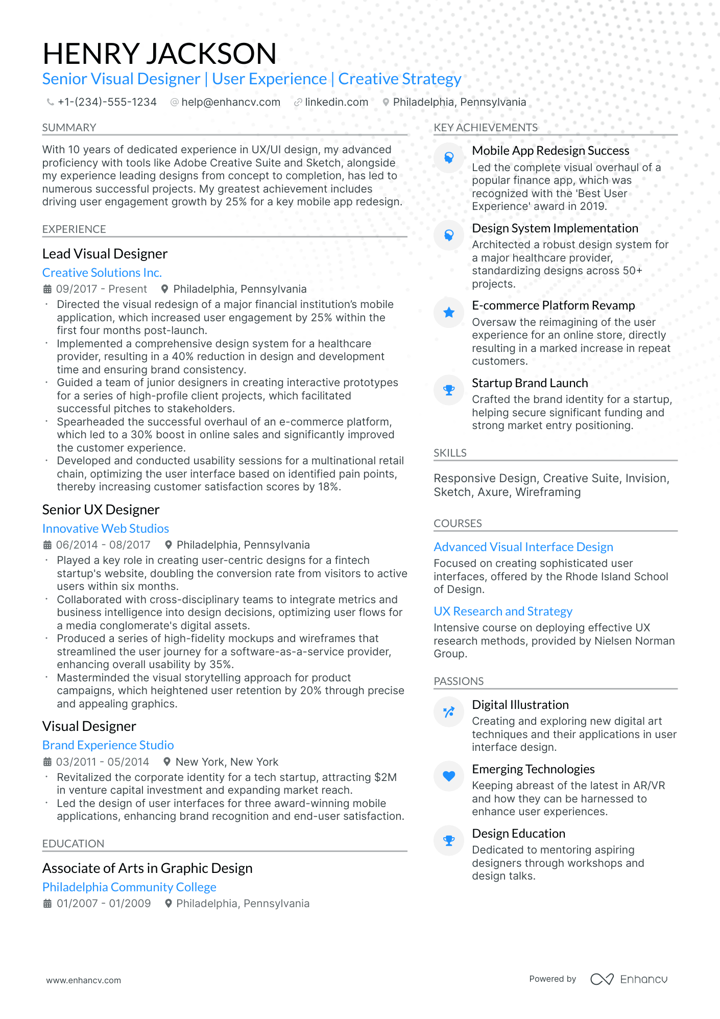 10 Visual Designer Resume Examples & Guide for 2026