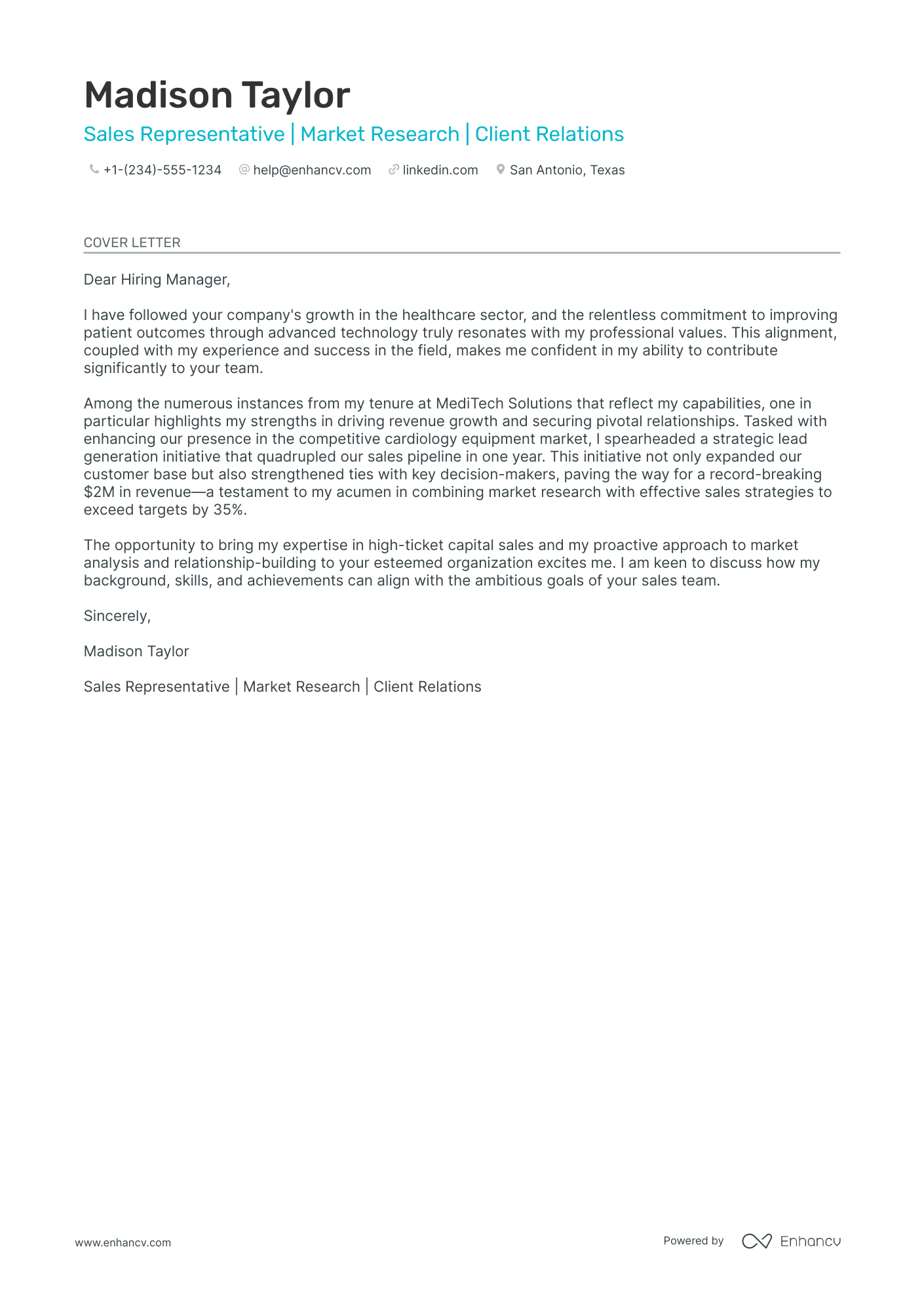 14 Professional Sales Representative Cover Letter Examples and Template ...
