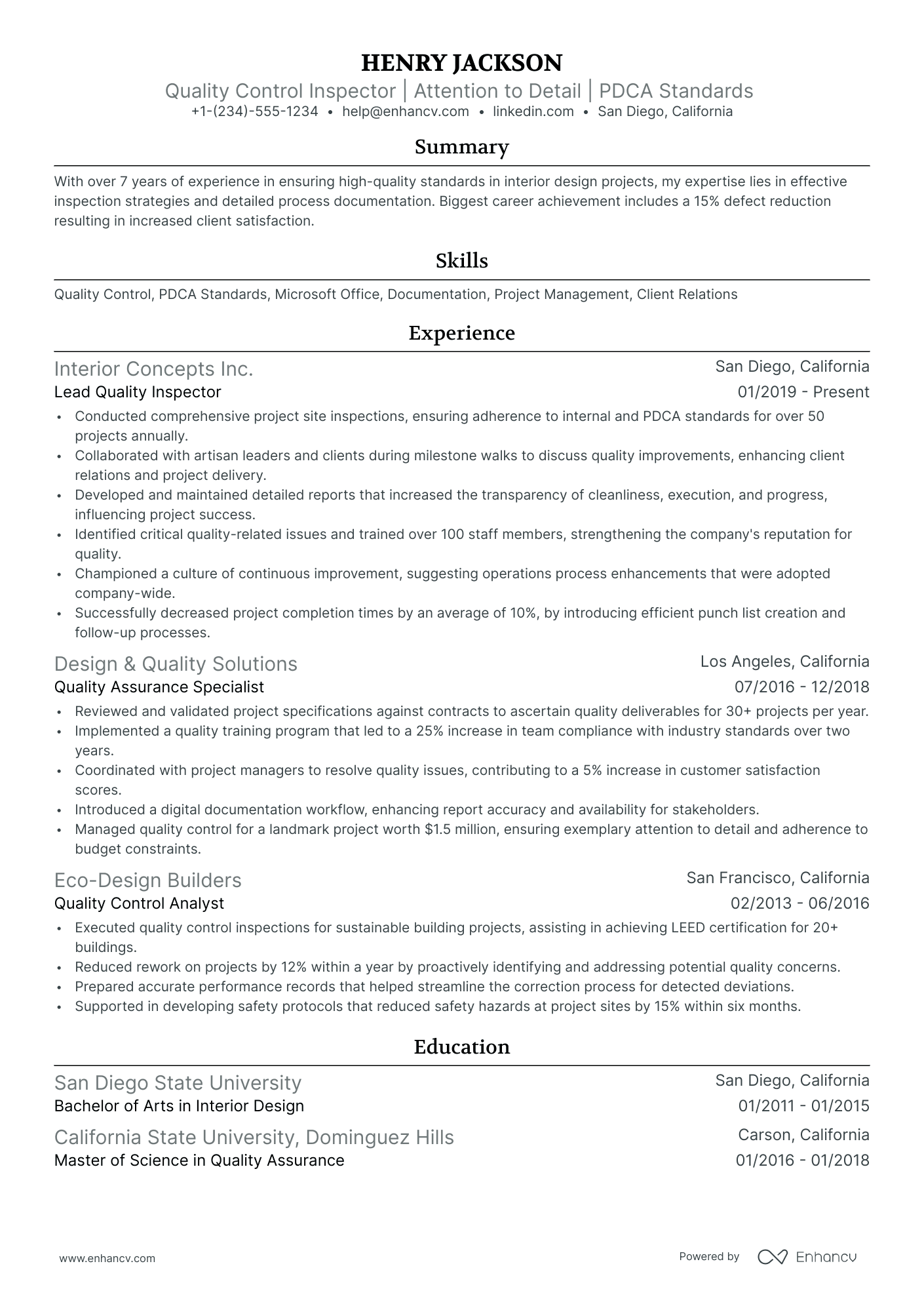 10 Quality Control Inspector Resume Examples & Guide for 2026