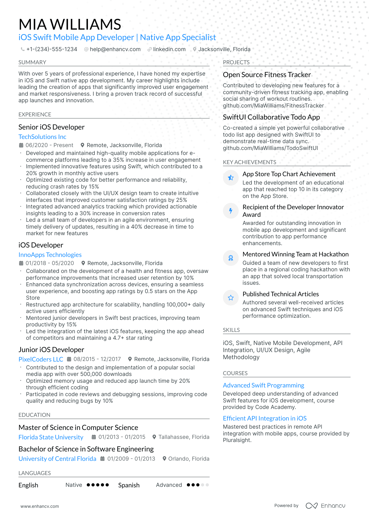 10 Mobile Application Developer Resume Examples & Guide for 2025