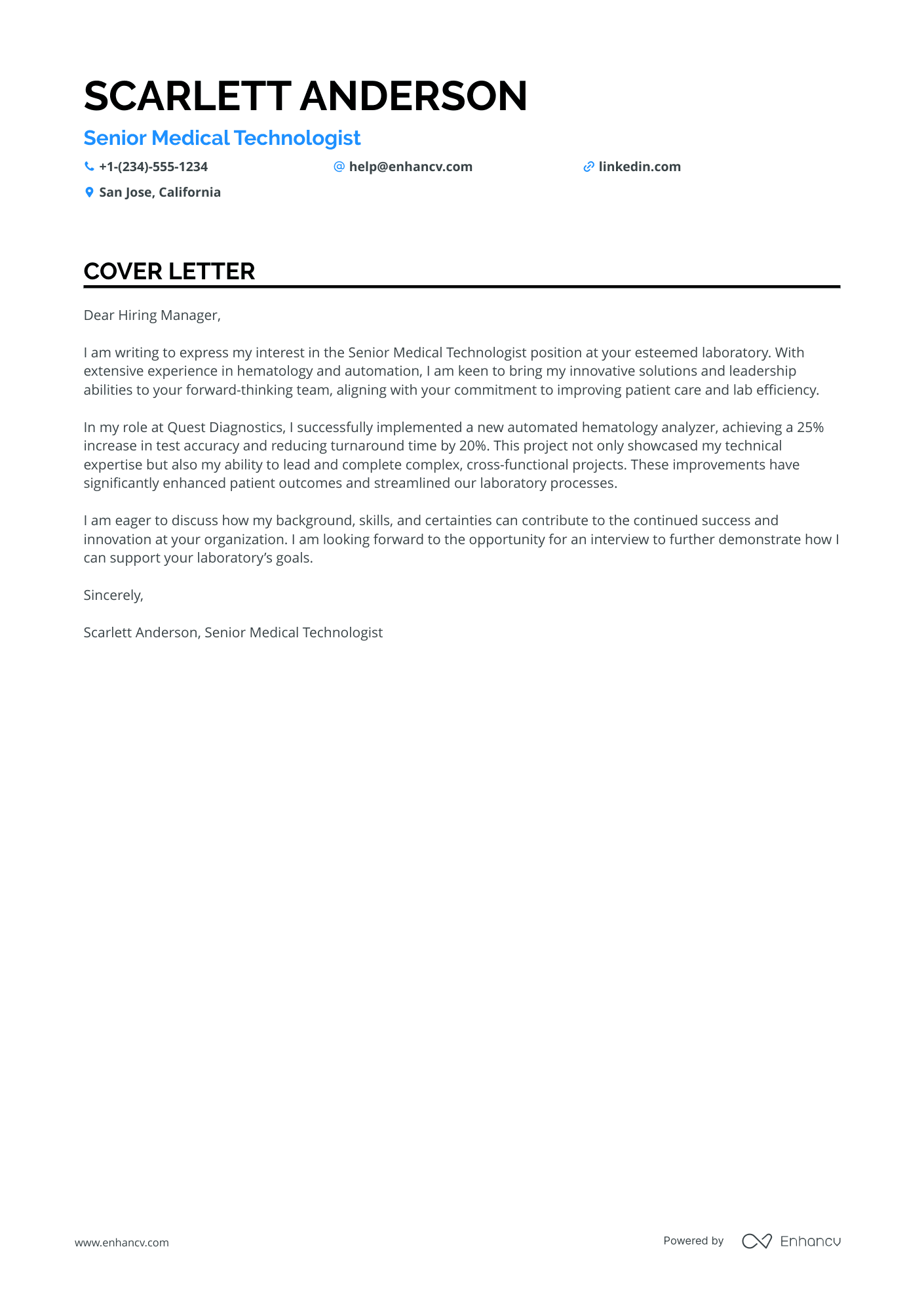 5 Professional Medical Technologist Cover Letter Examples and Template ...