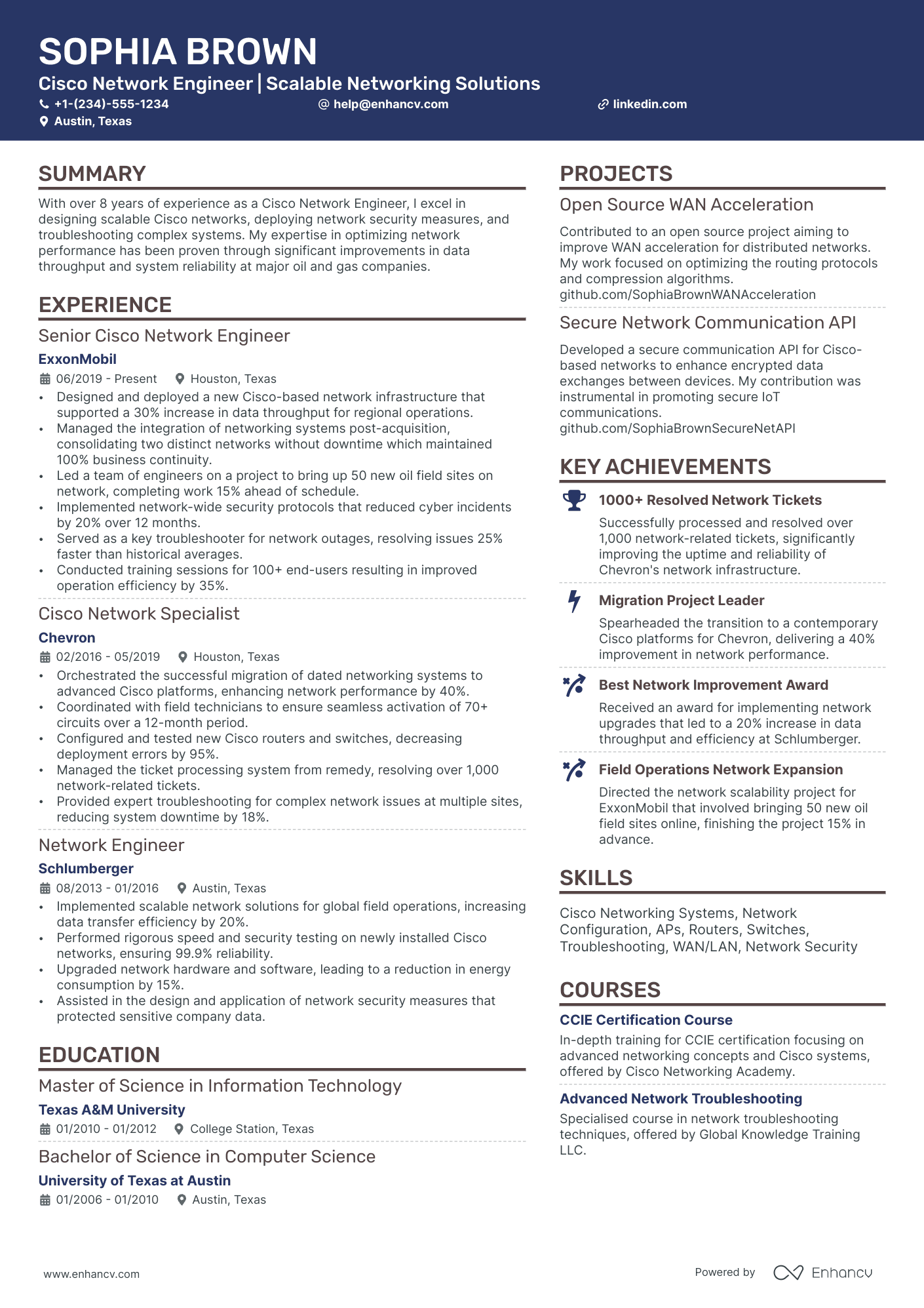 10 Cisco Network Engineer Resume Examples & Guide for 2026