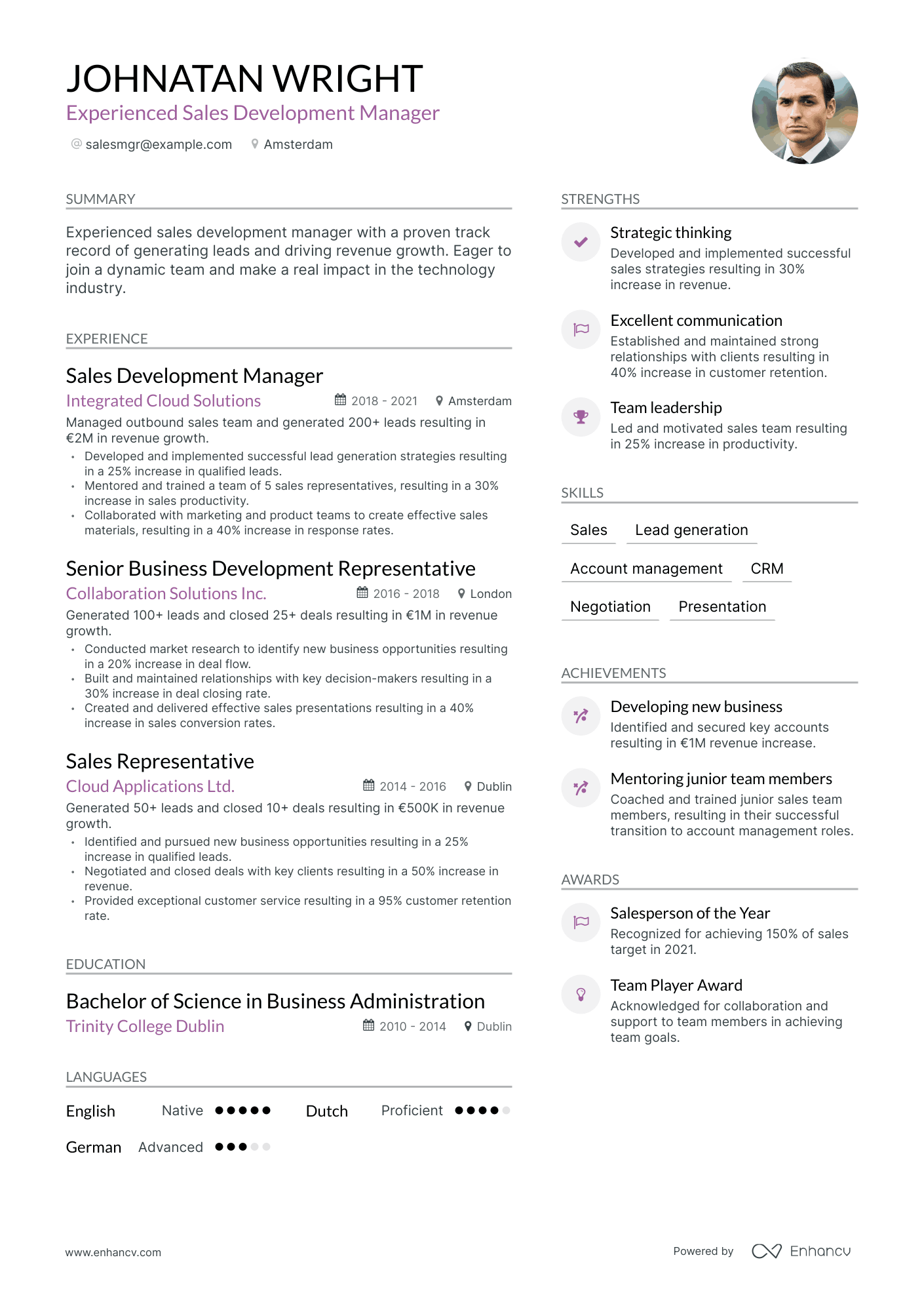 5 Sales Development Manager Resume Examples & Guide for 2024