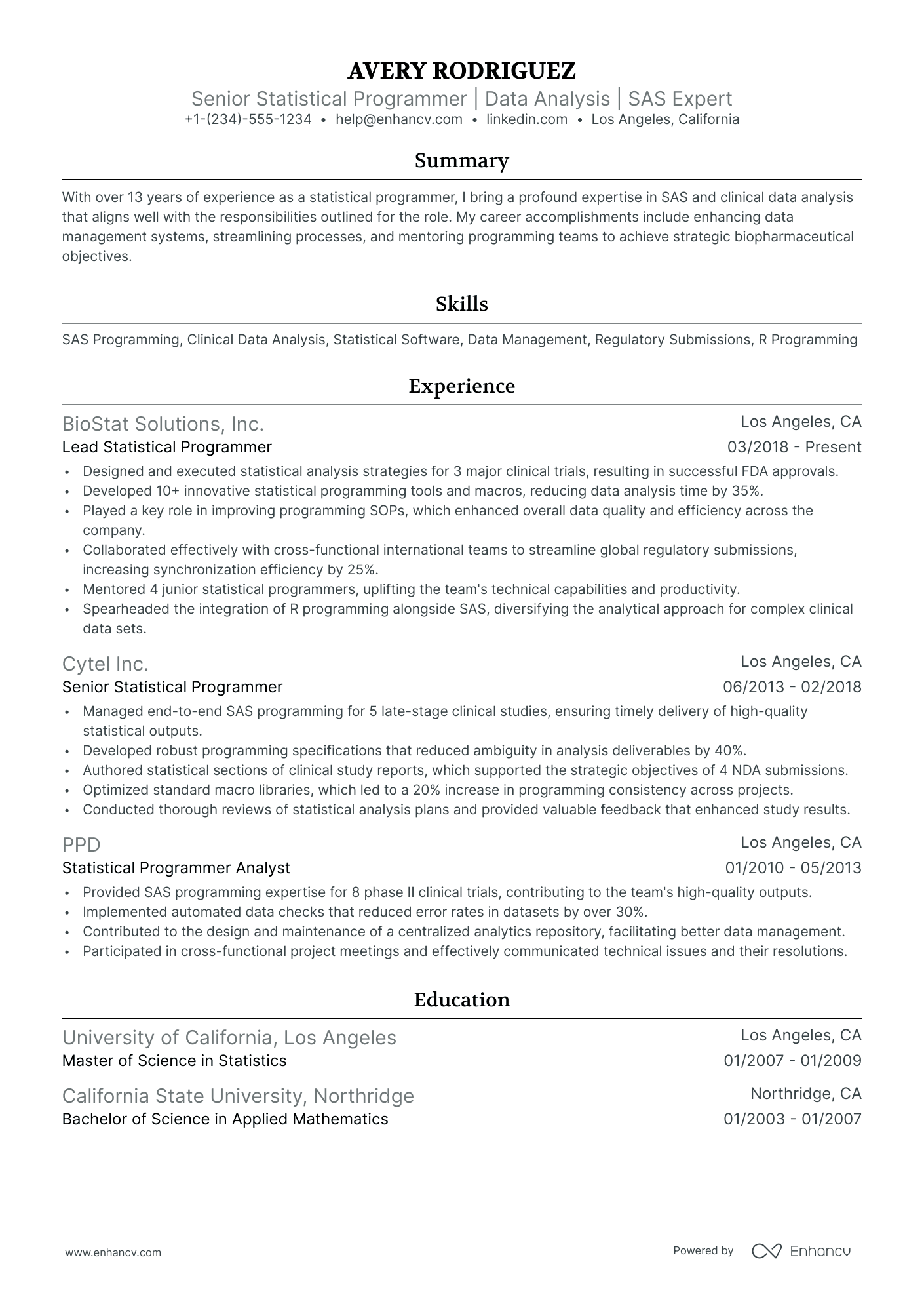 10 Statistical Programmer Resume Examples & Guide for 2026