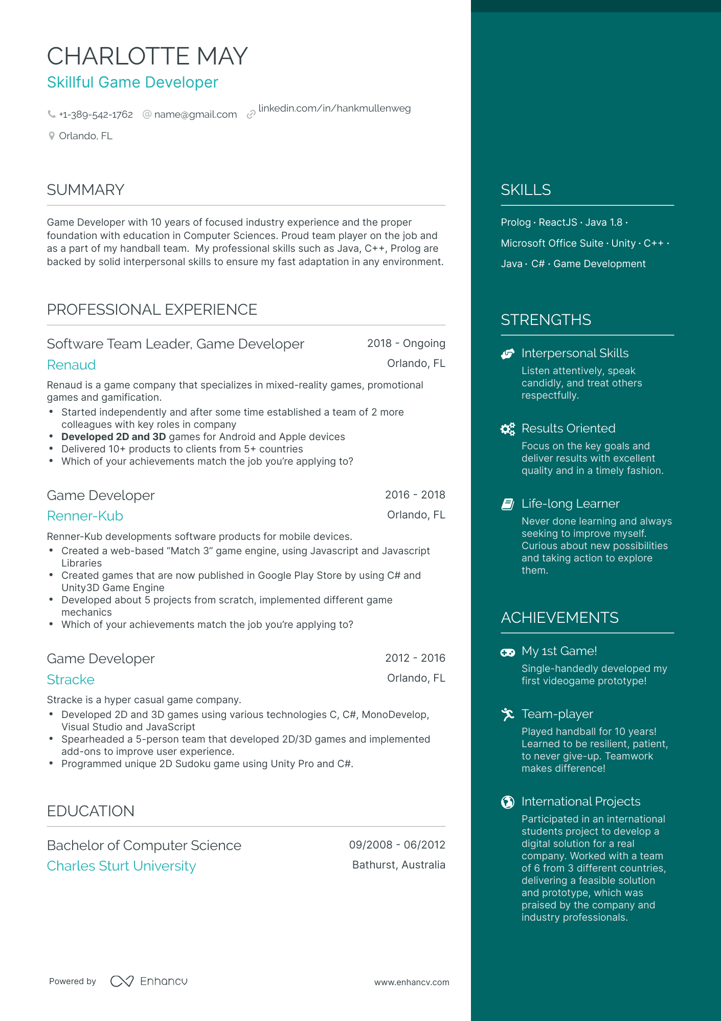 Game Developer Resume Examples & Guide for 2023 (Layout, Skills ... Game Developer Resume Examples & Guide for 2023 (Layout, Skills ...