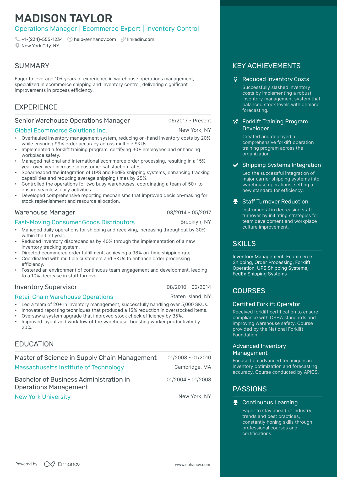 10 Warehouse Operations Manager Resume Examples & Guide for 2026