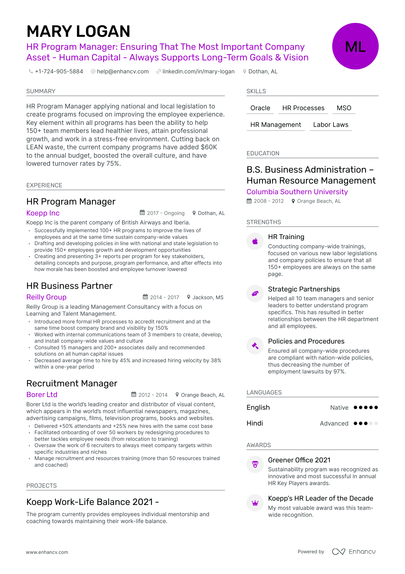 5 HR Program Manager Resume Examples & Guide for 2023