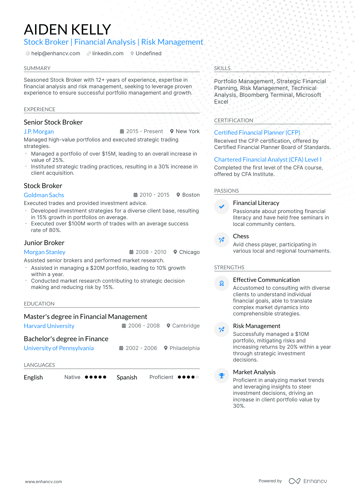 10 Stock Broker Resume Examples & Guide for 2025