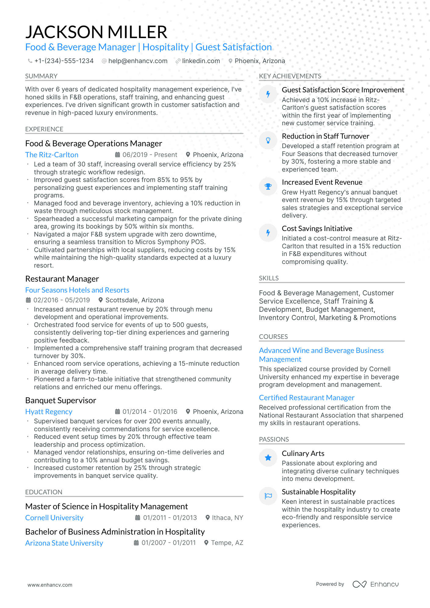 10 Food and Beverage Manager Resume Examples & Guide for 2026